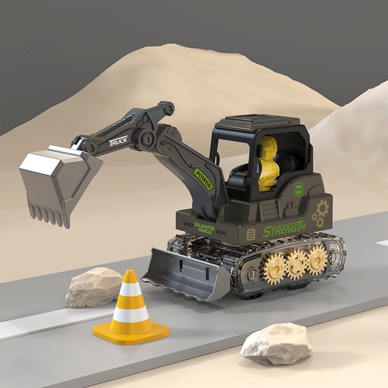 Gqtwoy Engineering Car Excavator Toy, Simulation Vehicle, Pressing ...