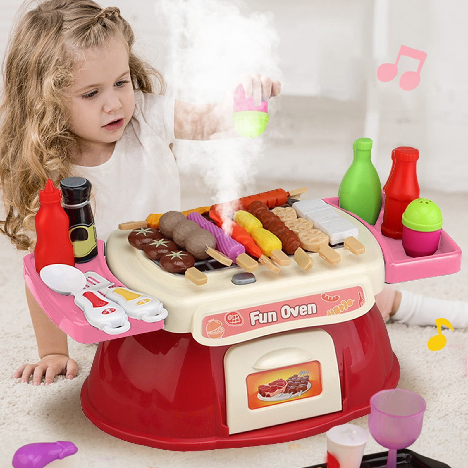 Gqtwoy Kids BBQ Playset, Simulated Barbecue Toy with Food Models ...