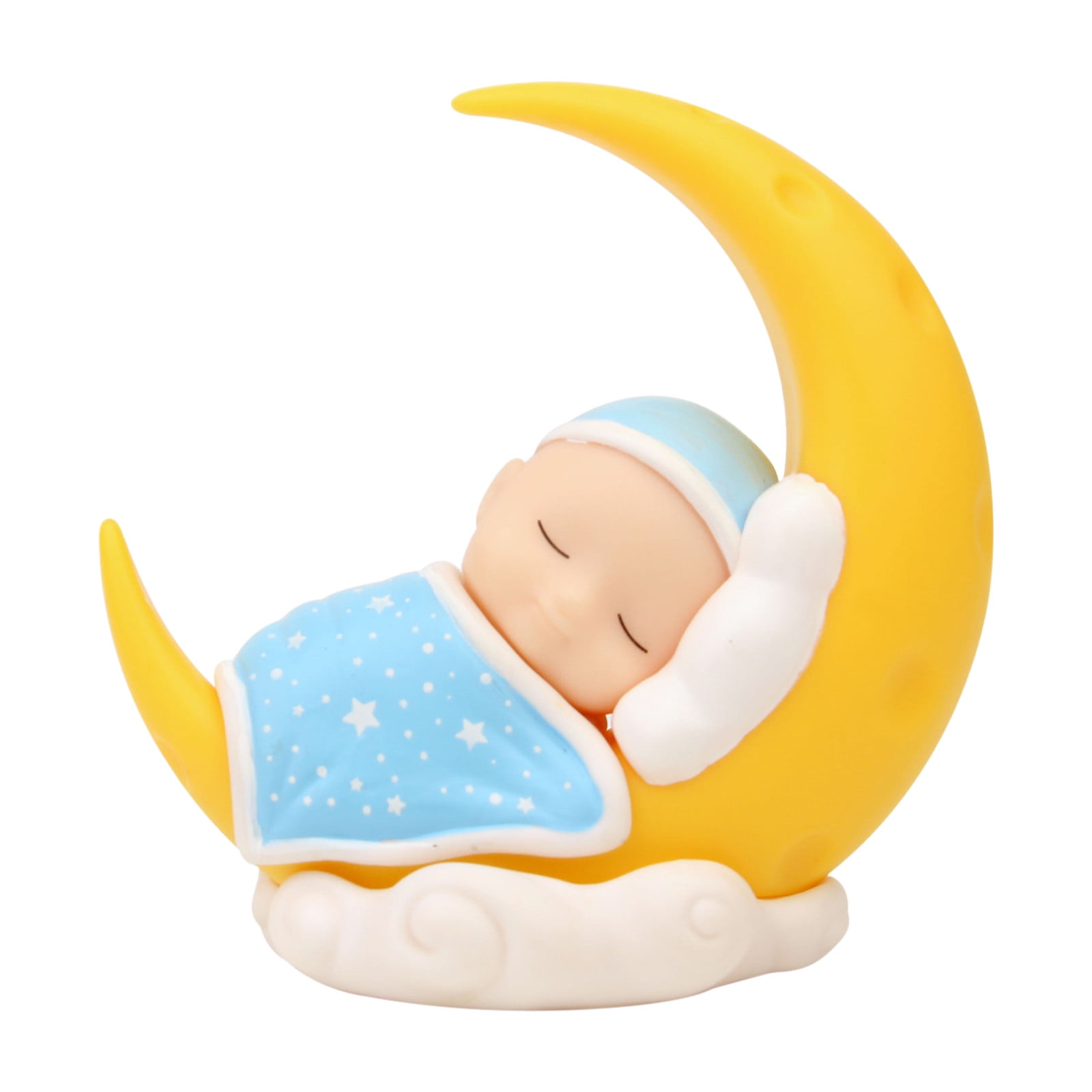 Gqtwoy Sleeping Baby Cake Topper Moon Baby Figurine Cake Topper Car ...