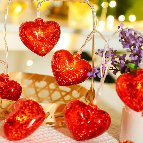 Gqtwoy Valentine's Day Heart String LED Lights, Battery Operated Fairy ...