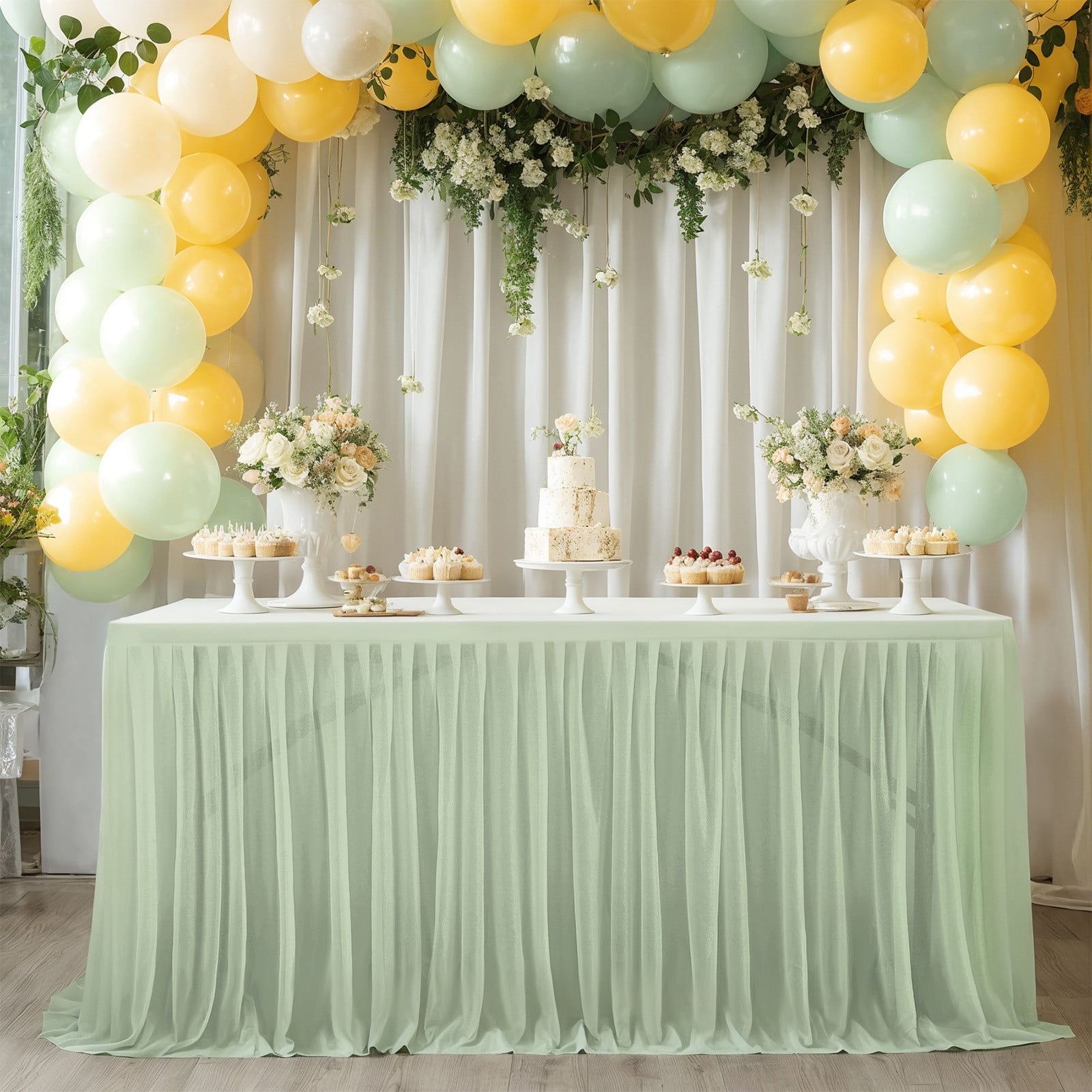 Gqtwoy White Tulle Table Skirt, Recyclable Extra Long Transparent ...
