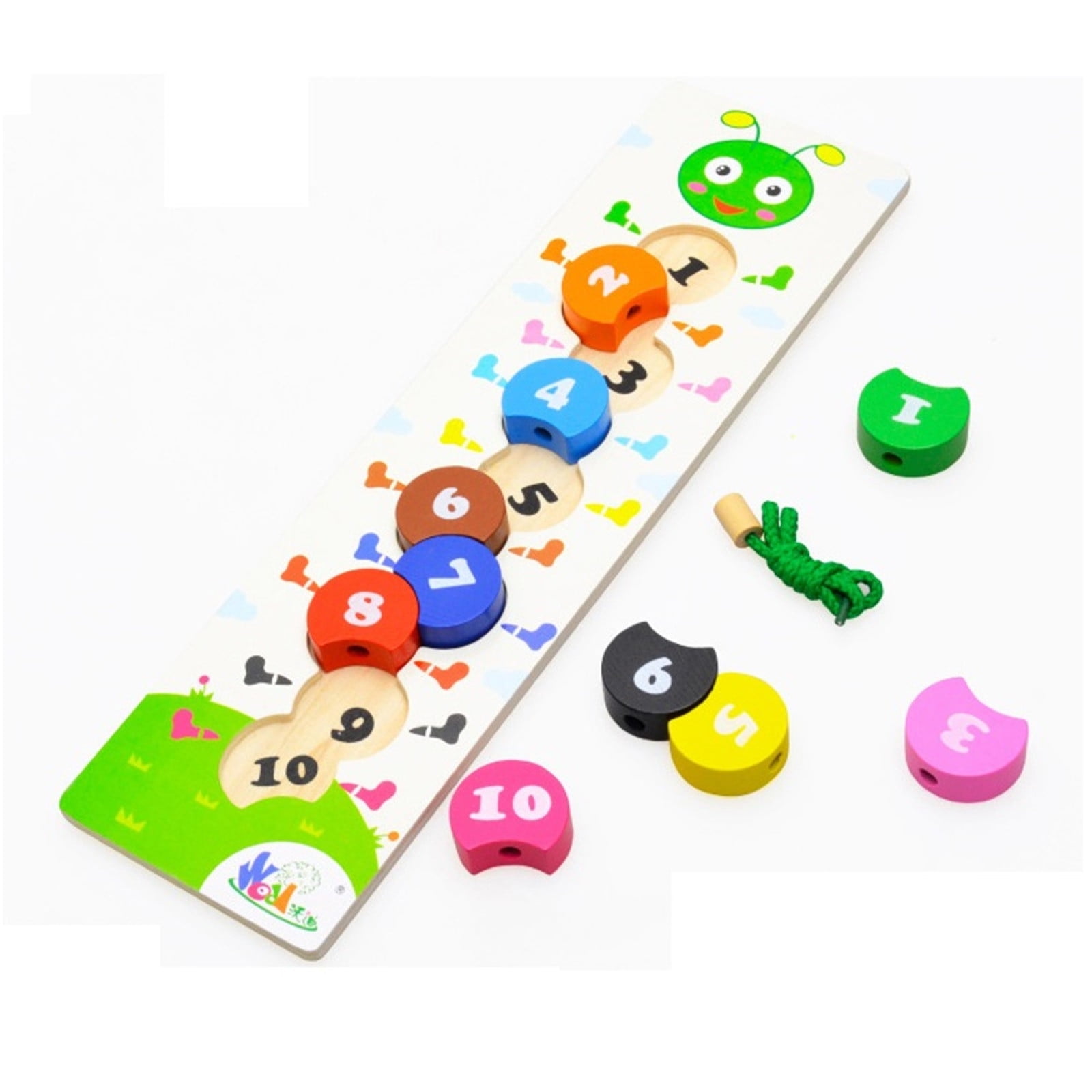 Gqtwoy Wooden Learning Puzzle - Educational Cute Worm Wearing Rope Toy ...