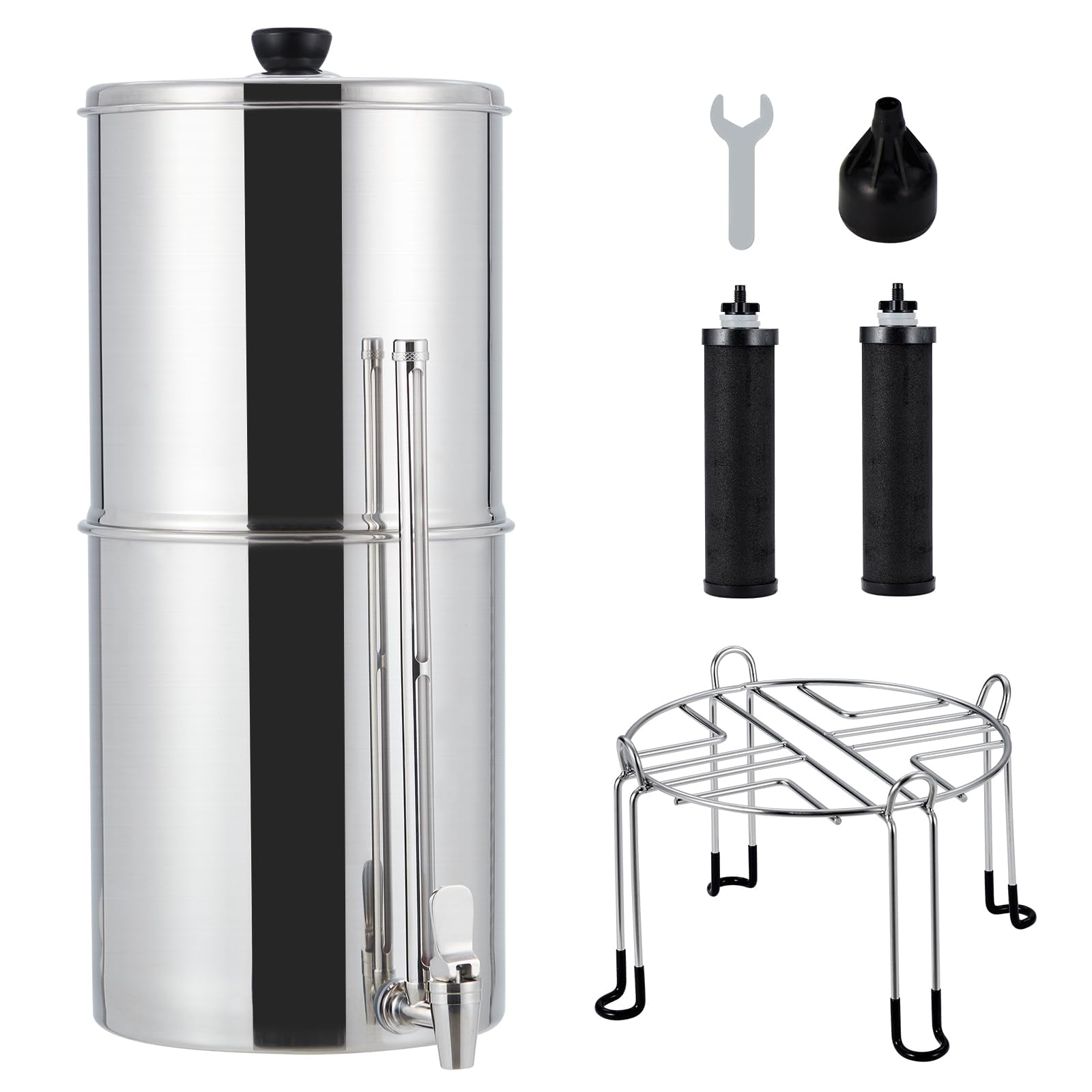 Gr avityfed Water Filter System, 2.25 Gallon Stainless Steel Countertop ...