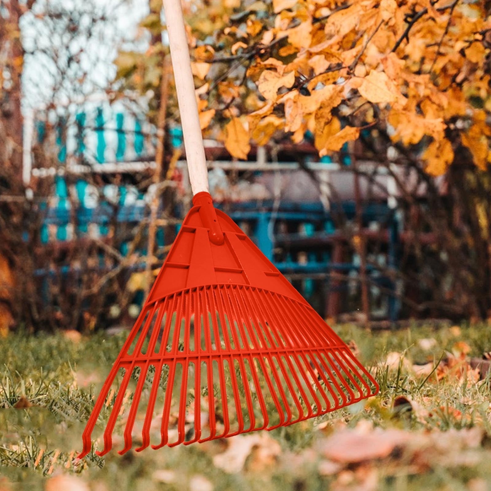 GrRotKP 24 Tooth Garden Rake for Leaves ,Thickened Plastic Long Hand ...