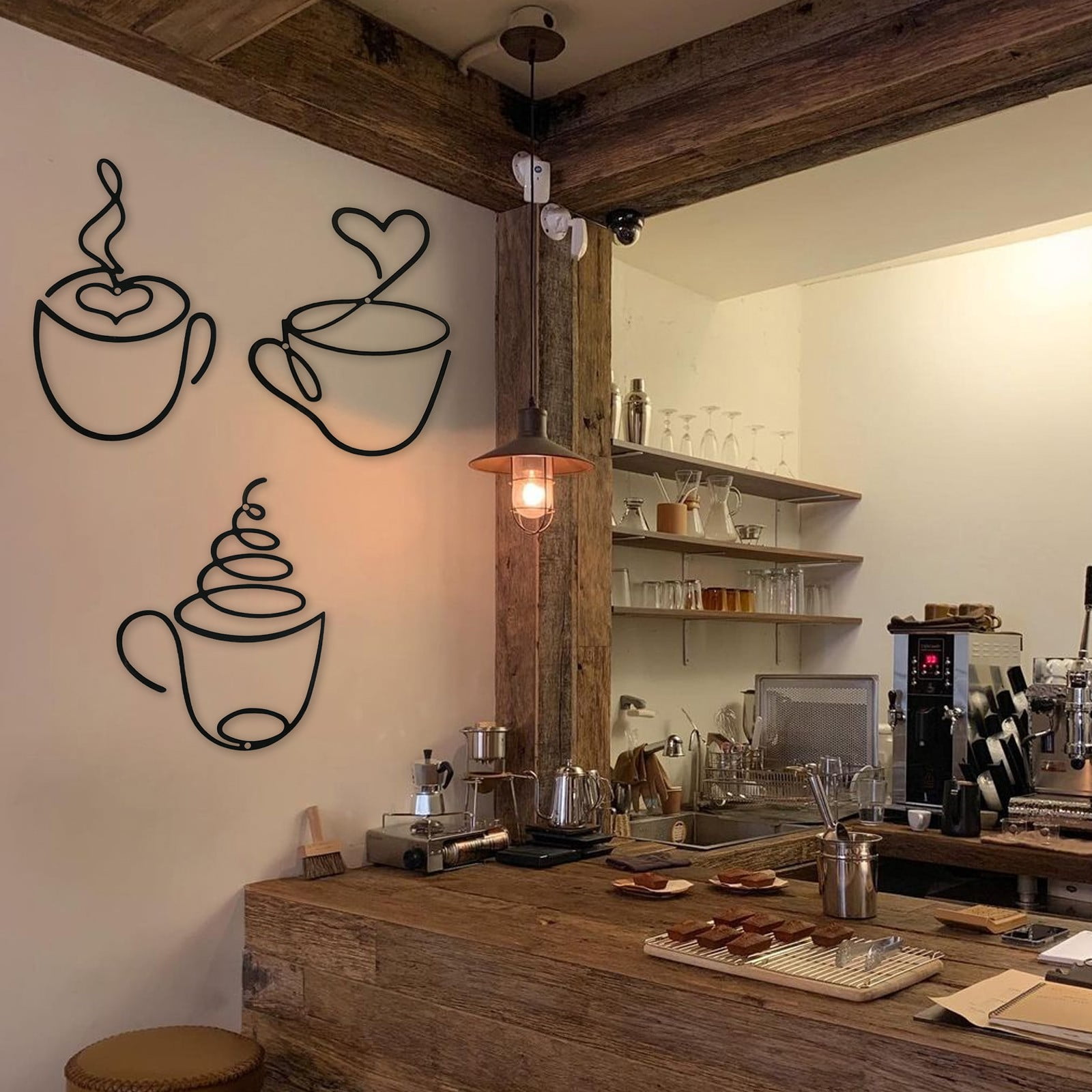 GrRotKP Black Metal Coffee Sign Bar Wall Art Rustic Coffee Cup ...