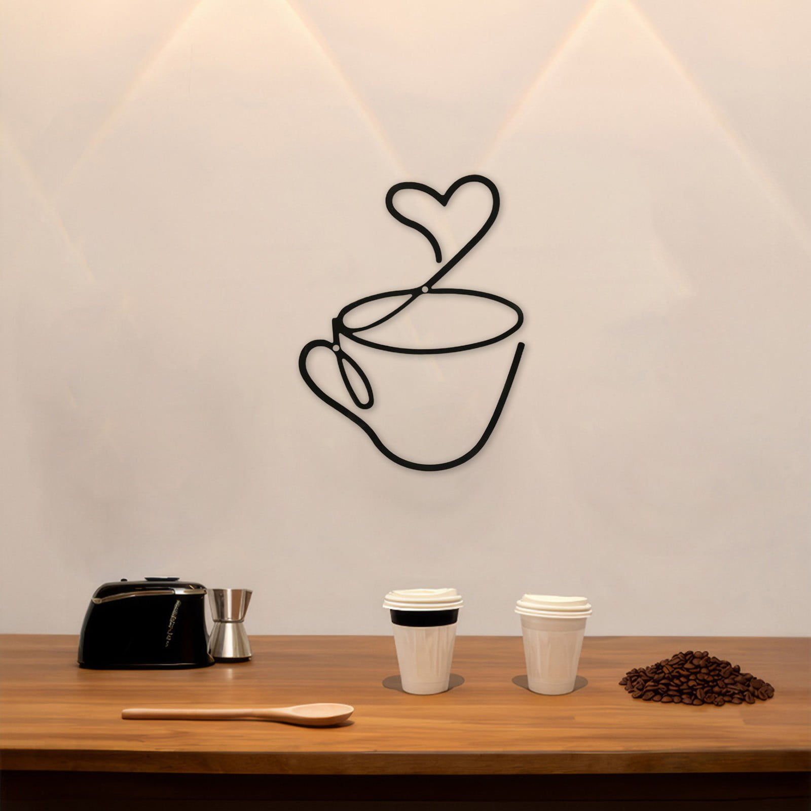 GrRotKP Black Metal Coffee Sign Bar Wall Art Rustic Coffee Cup ...