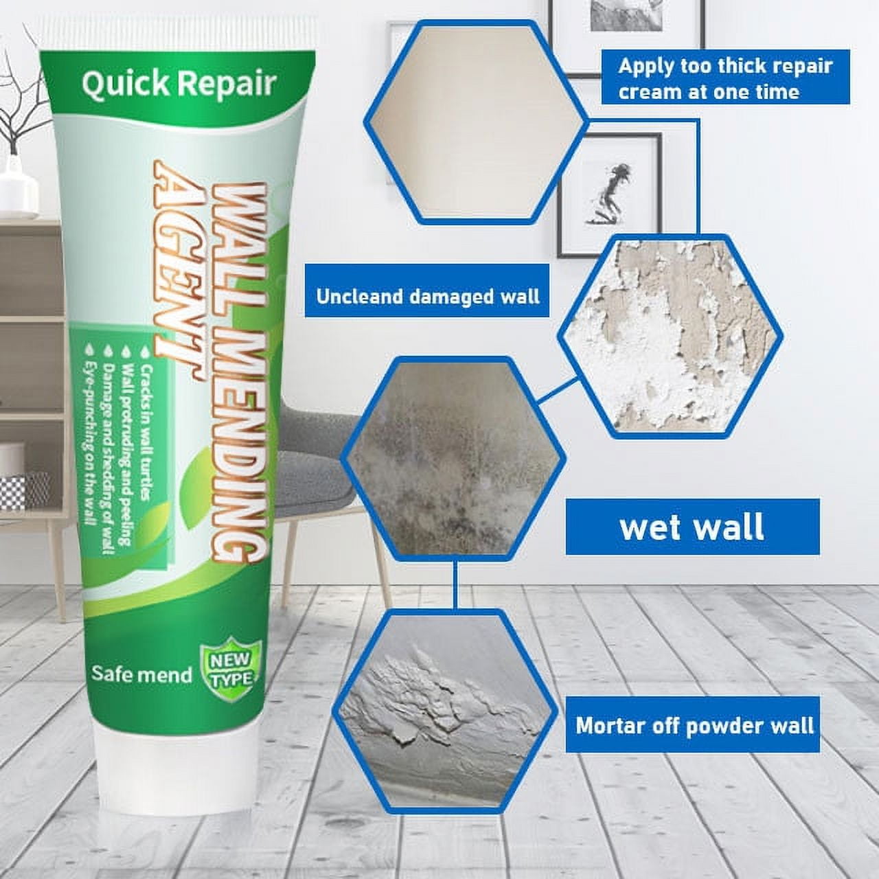GrRotKP Drywall Repair ,1 Tube Pack - White Plaster Wall Putty - Liquid ...