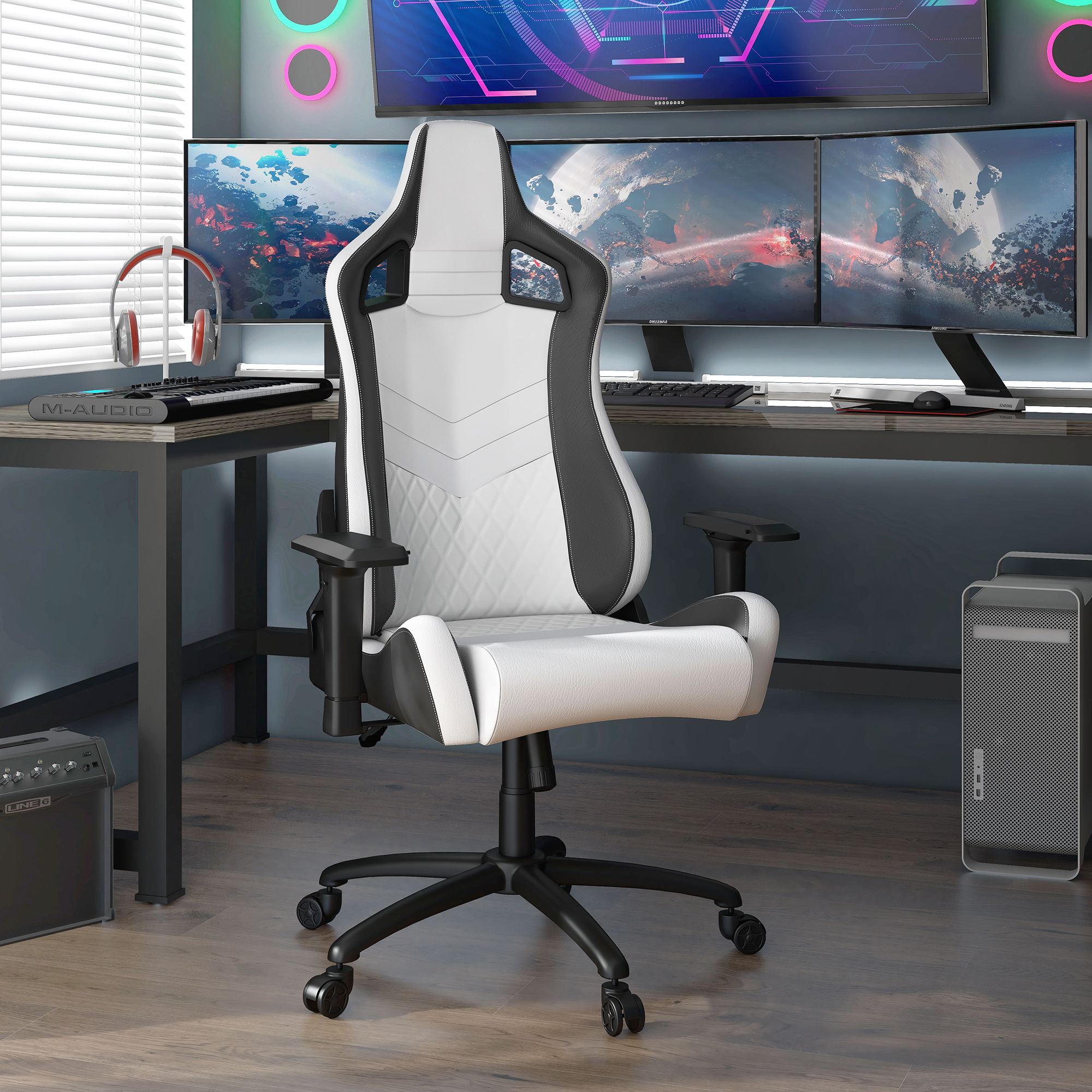 Gra Faux Leather Adjustable Gaming Chair, Black - Walmart.com