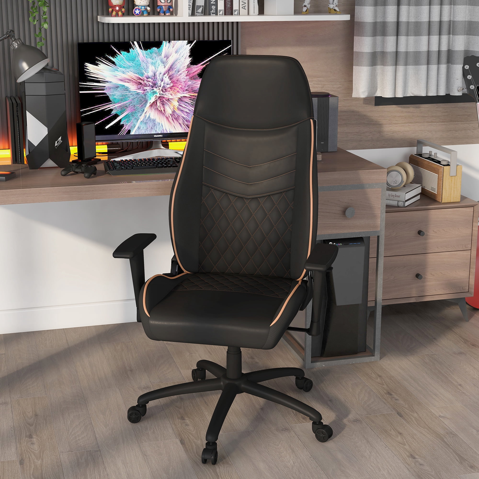 Gra Faux Leather Gaming Chair, Black and Brown - Walmart.com