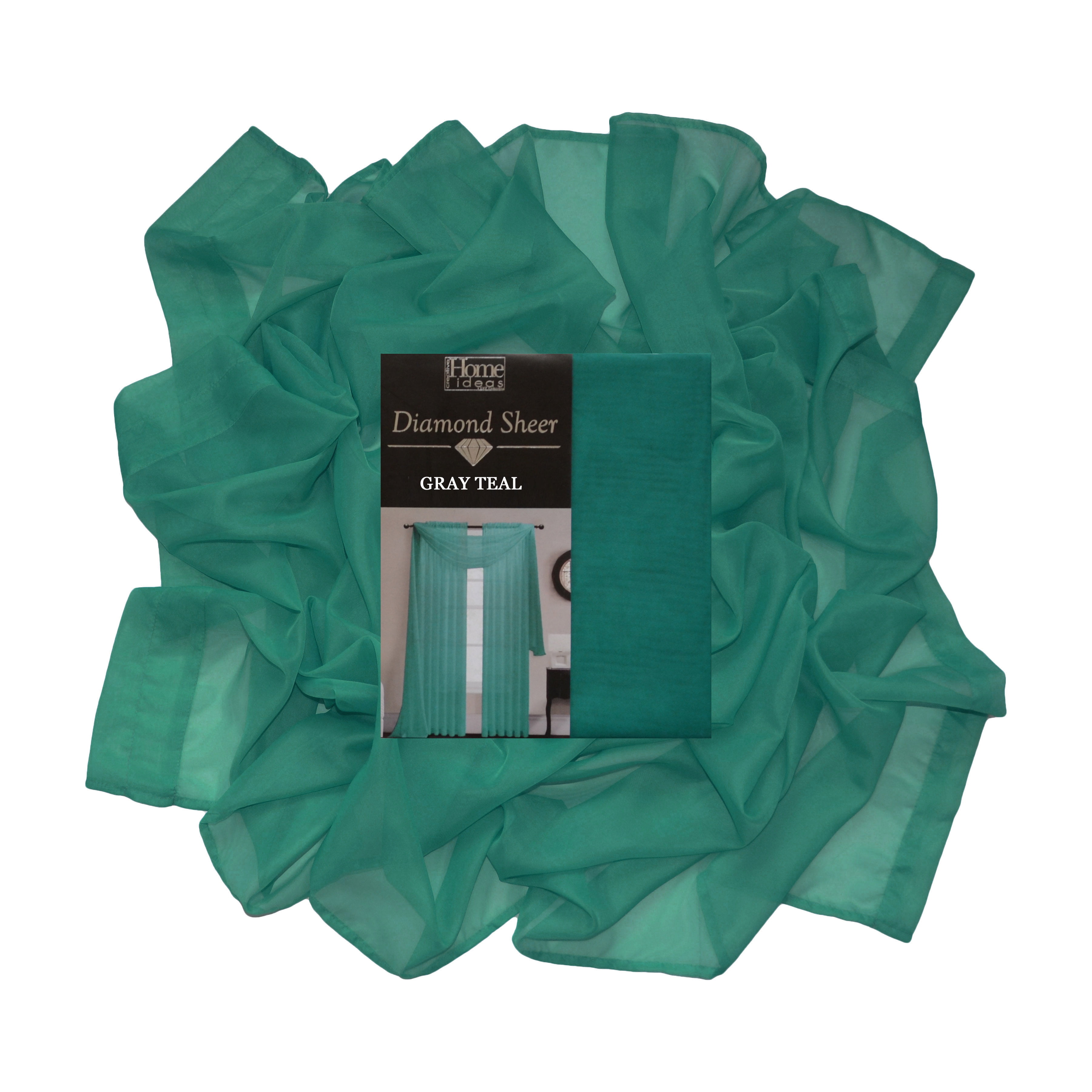 Gra Teal Single Sheer Voile Window Curtain Panel: 55"W x 95"L, Fully ...