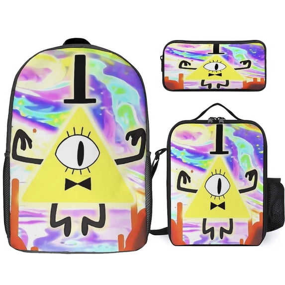 Gra-vity-Falls Bill-Cipher 3 Piece Backpack Set with Lunch Bag Pencil ...