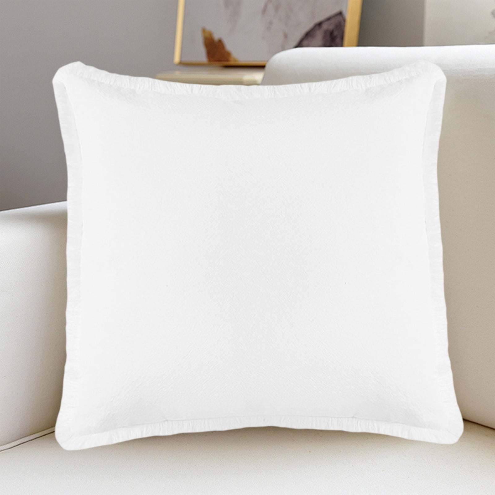 Angeler Modern Sofa Pillow, Thick Washed Linen, Tassel Detail, Living ...