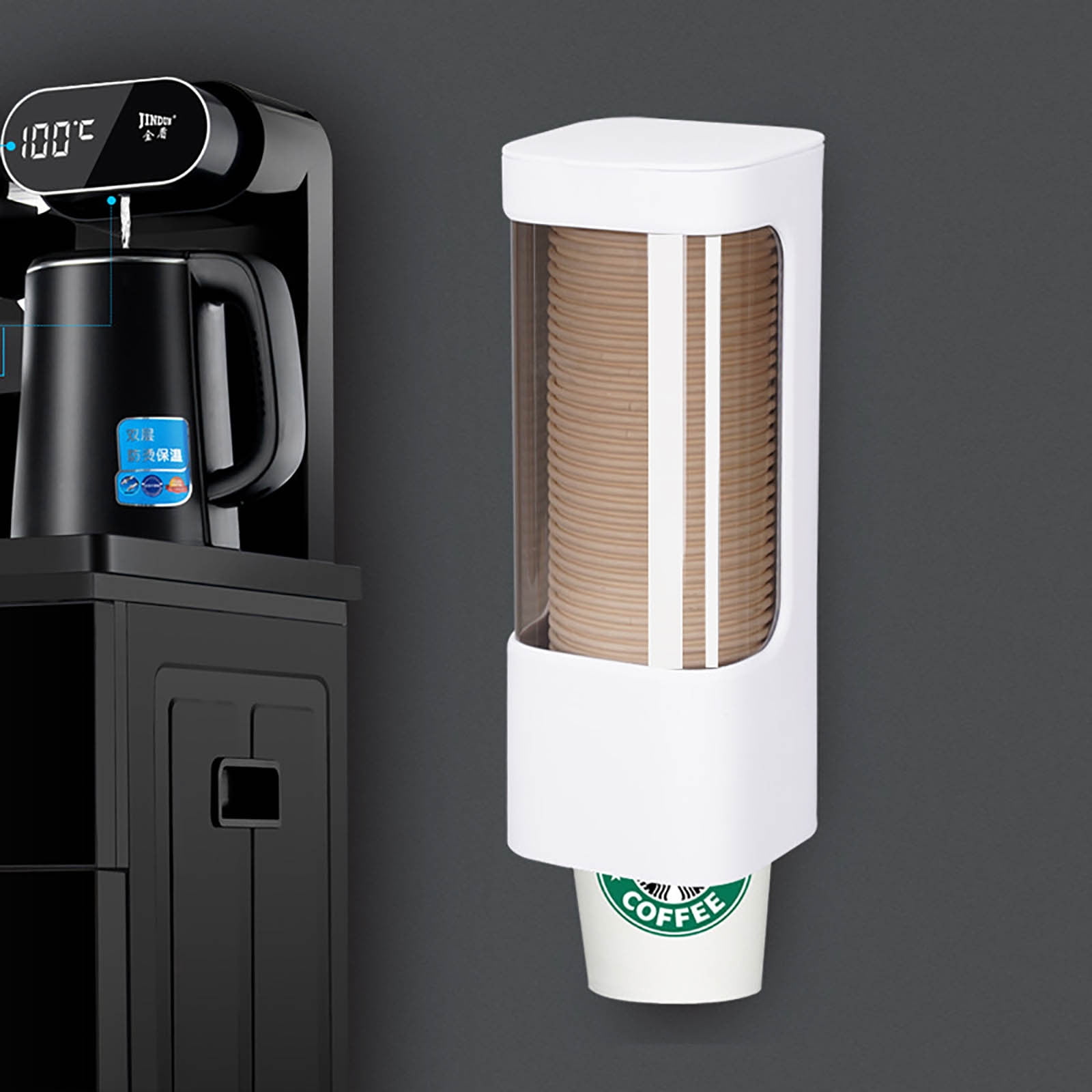 Grab Deal, Wall-Mounted Paper Cup Dispenser, Pull-Type Holder for 3oz ...