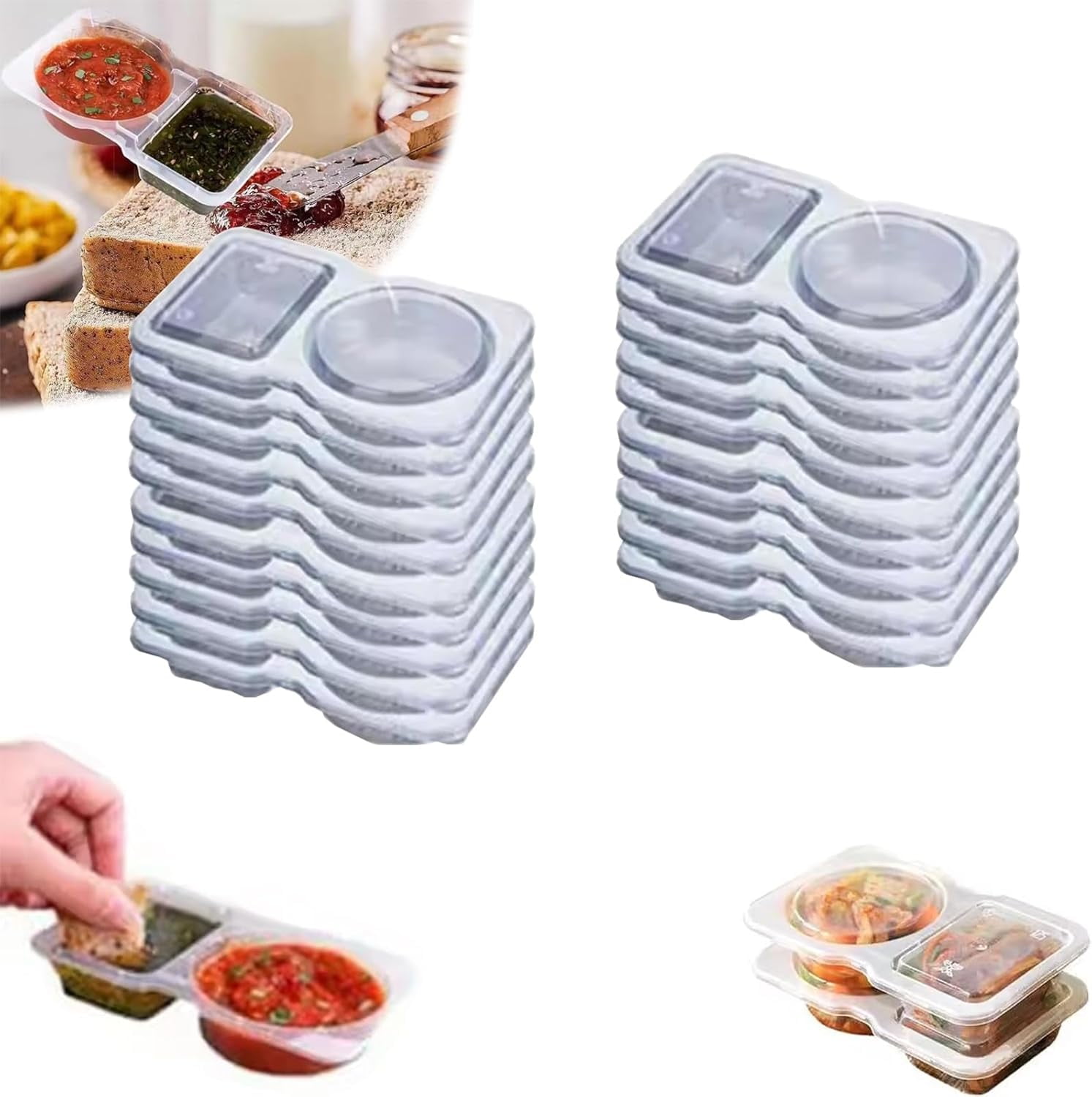 Grab and Go Snack Containers, Snack Pack Container, Double Compartment ...