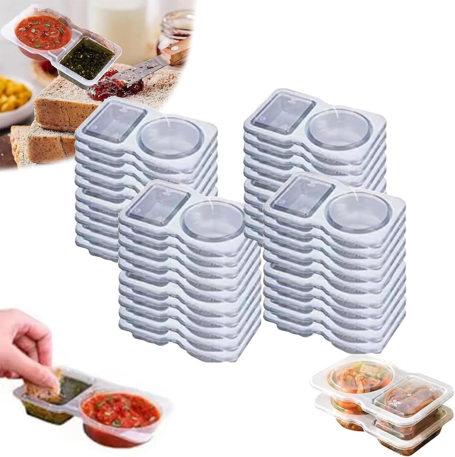 Grab and Go Snack Containers, Snack Pack Container, Double Compartment ...