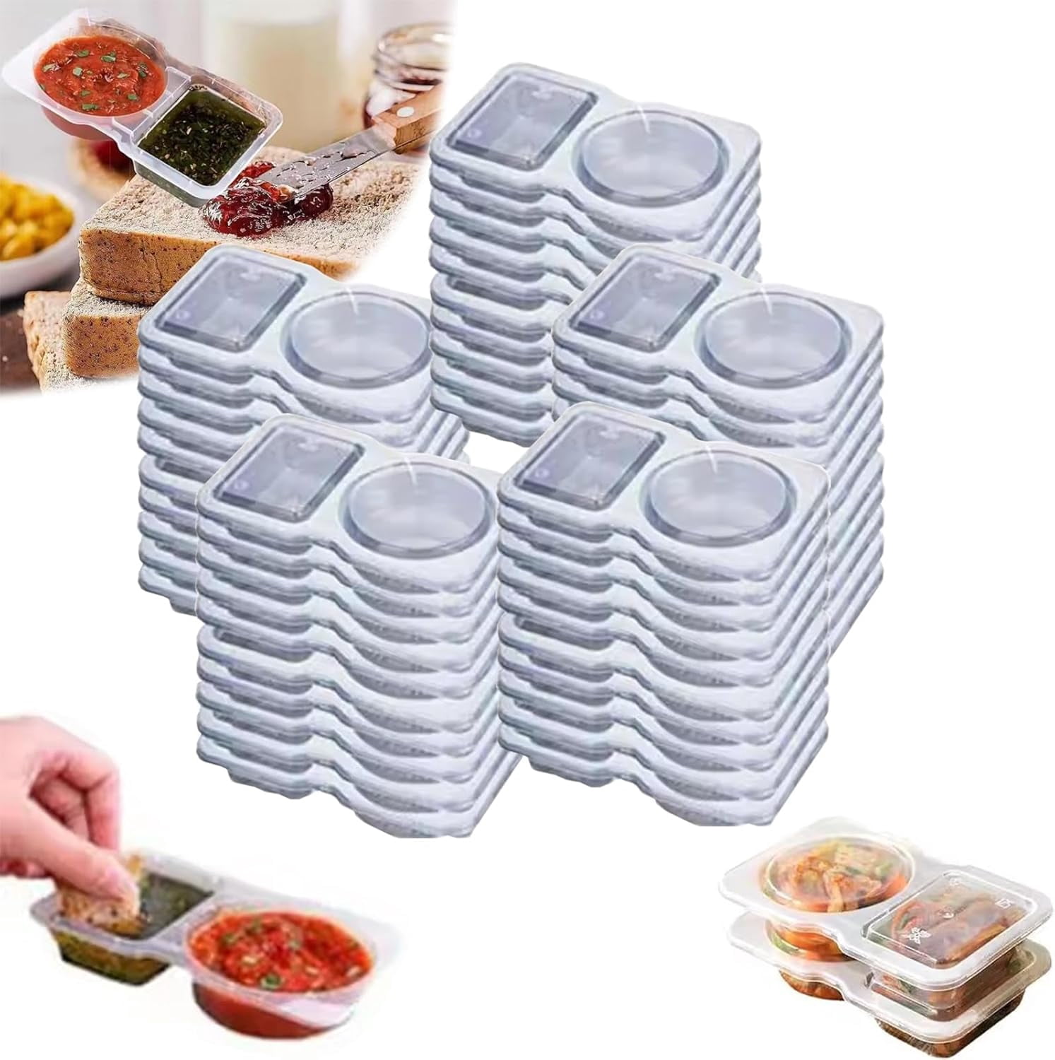 Grab and Go Snack Containers, Snack Pack Container, Double Compartment ...