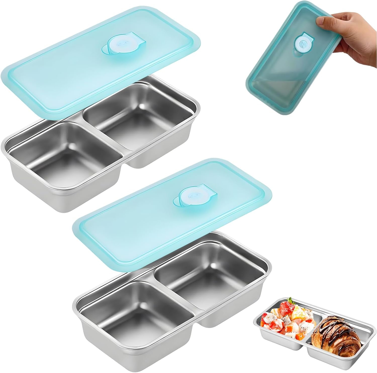 Grab and Go Snack Containers Reusable,Stainless Steel Double ...