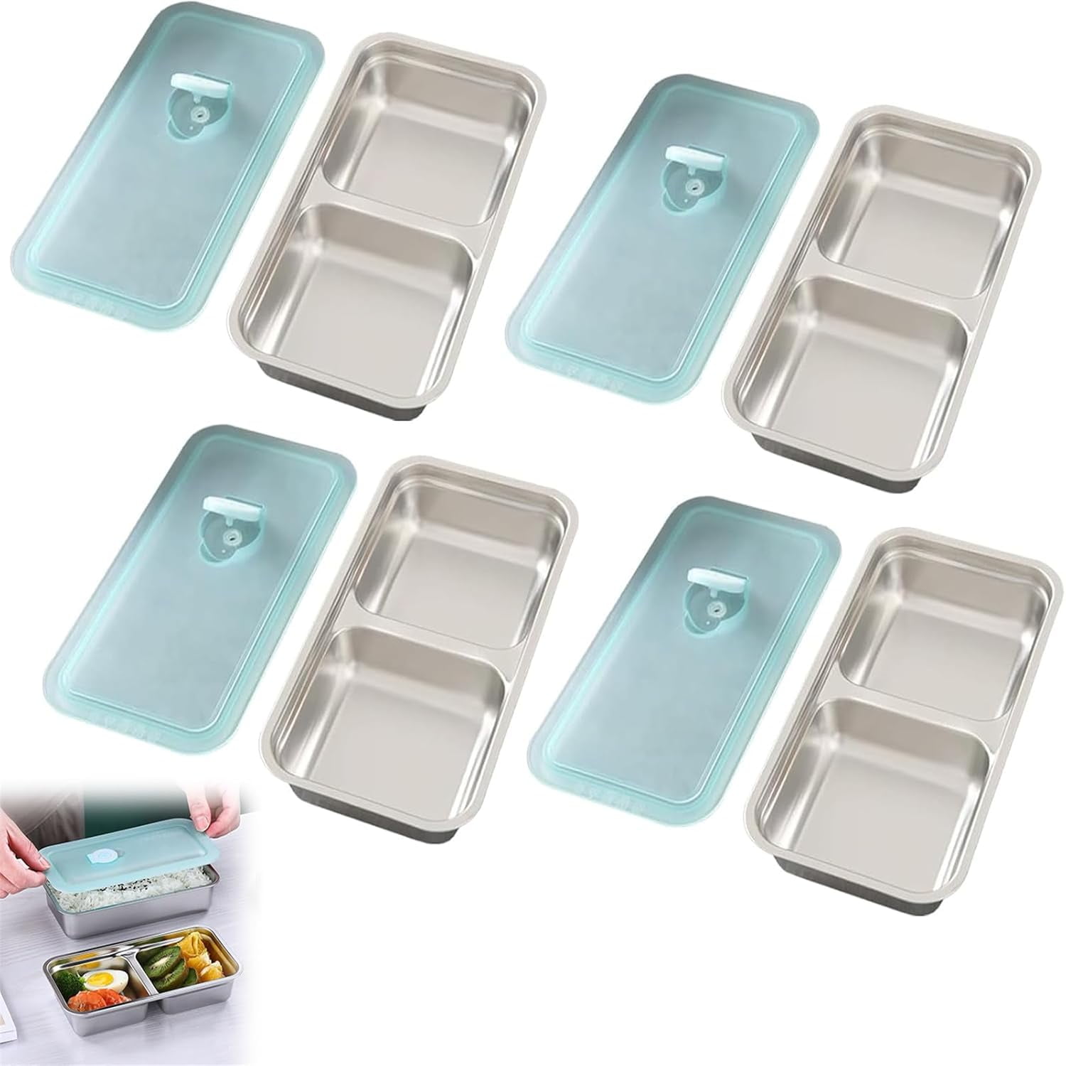 Grab and Go Snack Containers Reusable, Stainless Steel Double ...