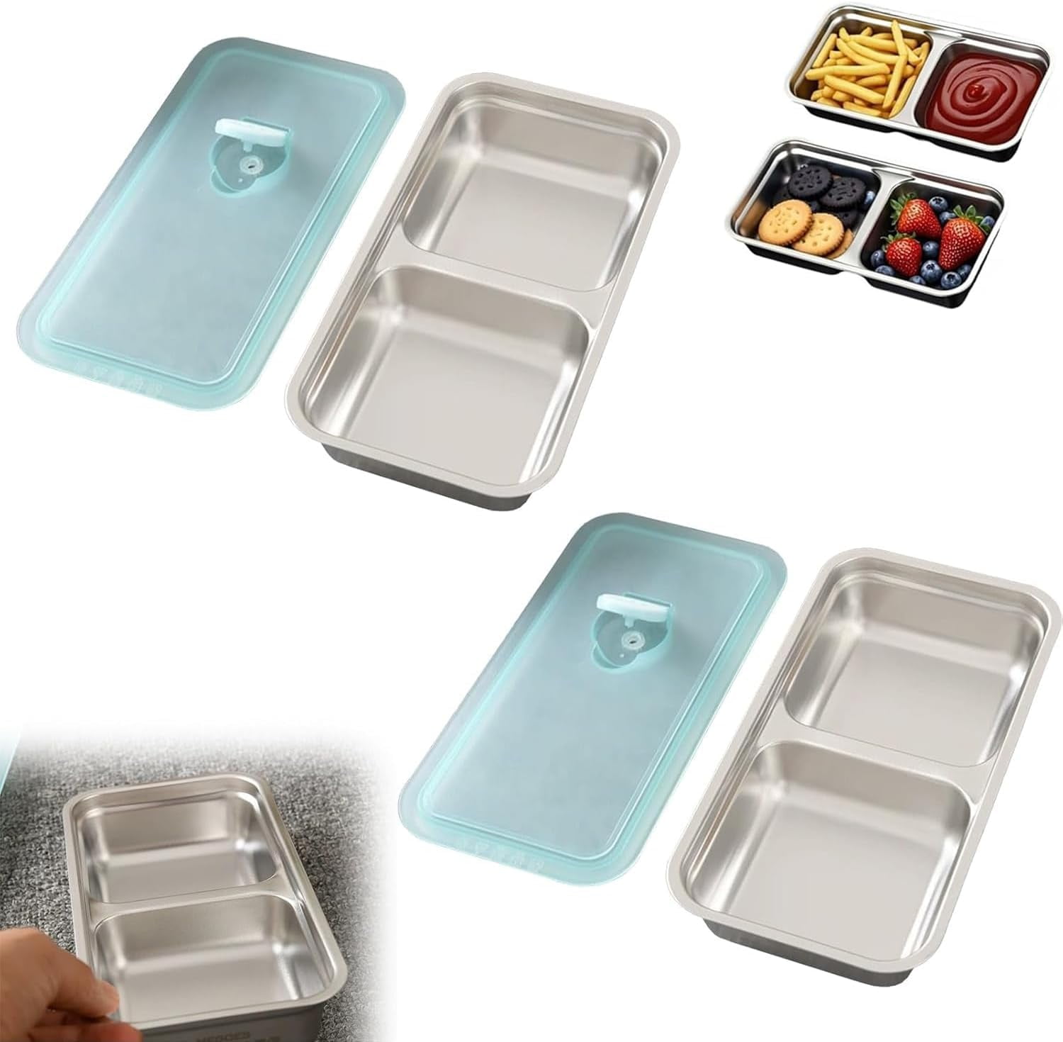 Grab and Go Snack Containers Reusable,Stainless Steel Double ...