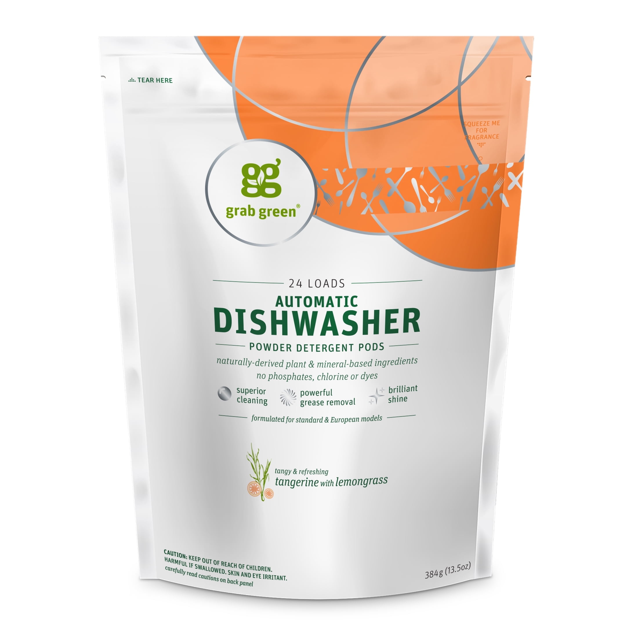 Grab Green Automatic Dishwashing Detergent Pods, Tangerine Lemongrass ...