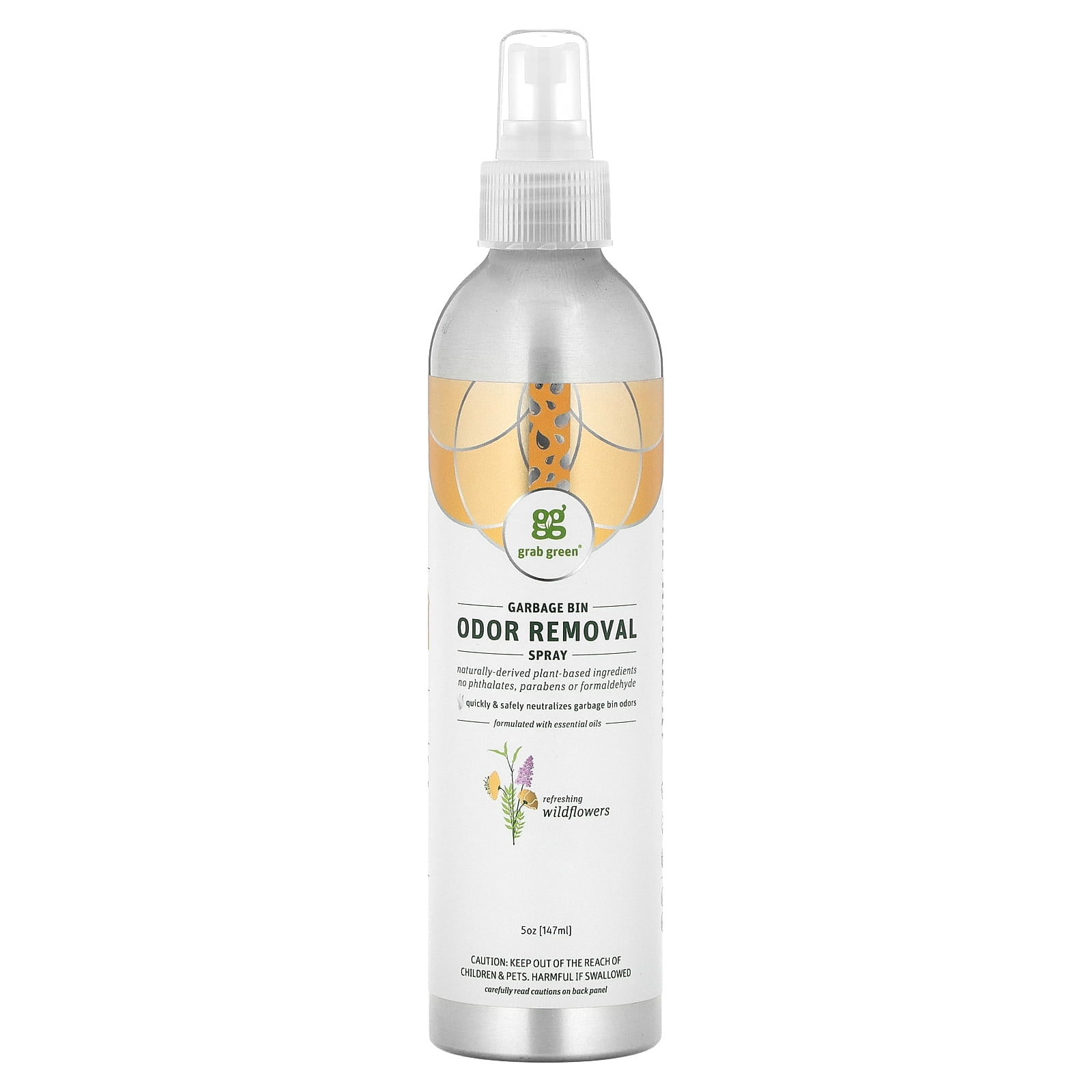 Grab Green Garbage Bin Odor Removal Spray, Refreshing Wildflowers, 5 oz ...