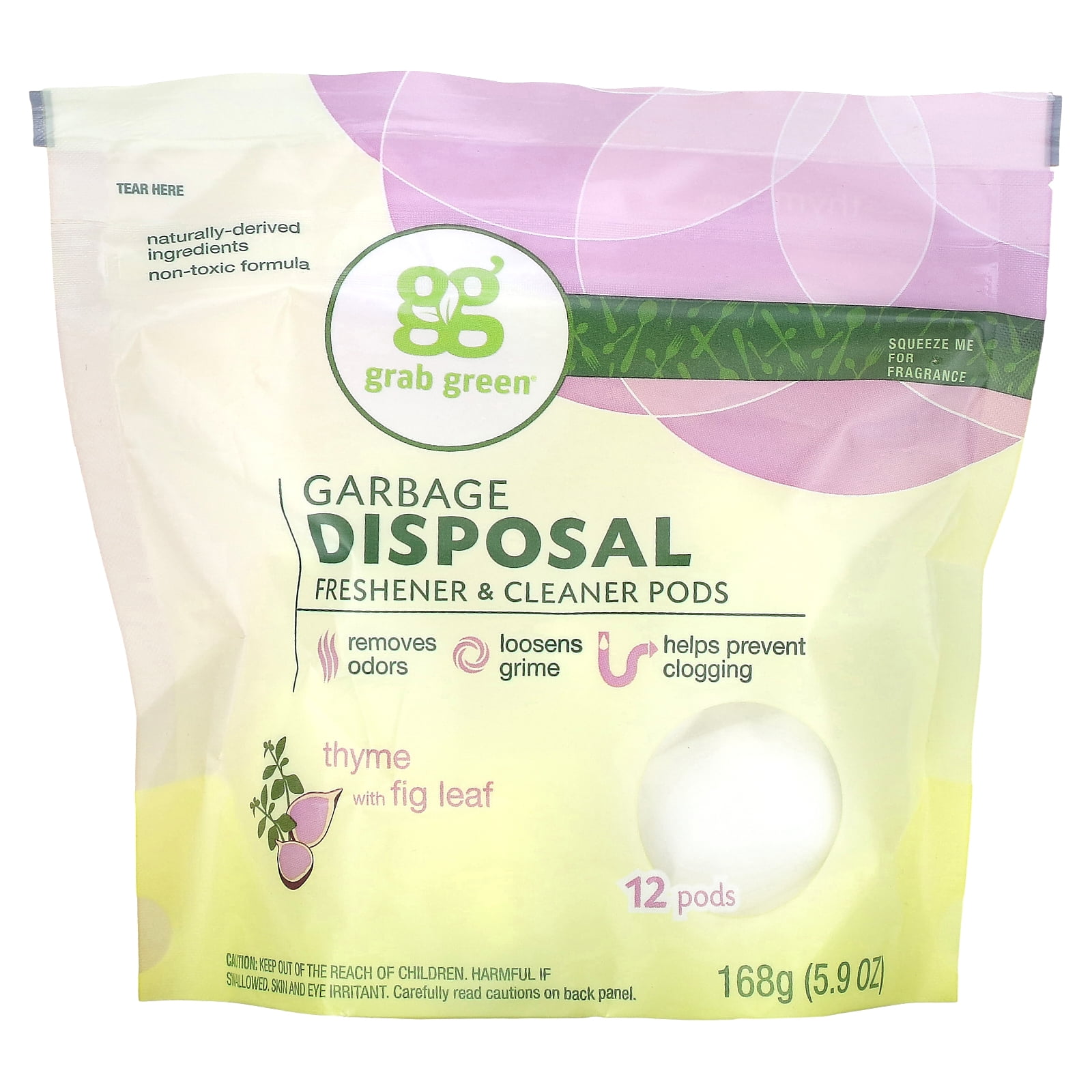 Grab Green Garbage Disposal Cleaner Pods, Thyme with Fig Leaf Scent ...