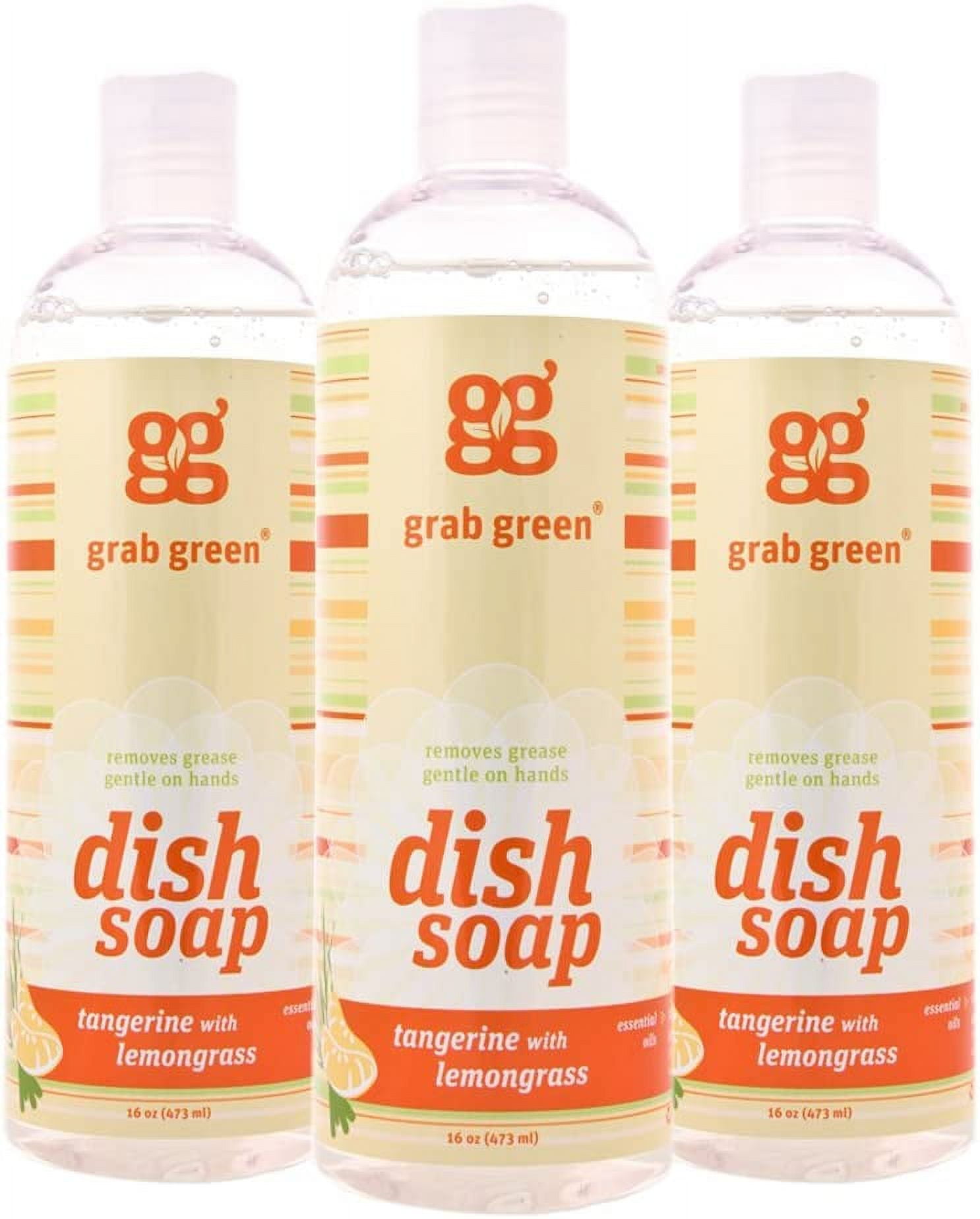 Grab Green Liquid Dish Soap, 16 Ounce (Pack of 3), Tangerine Lemongrass ...