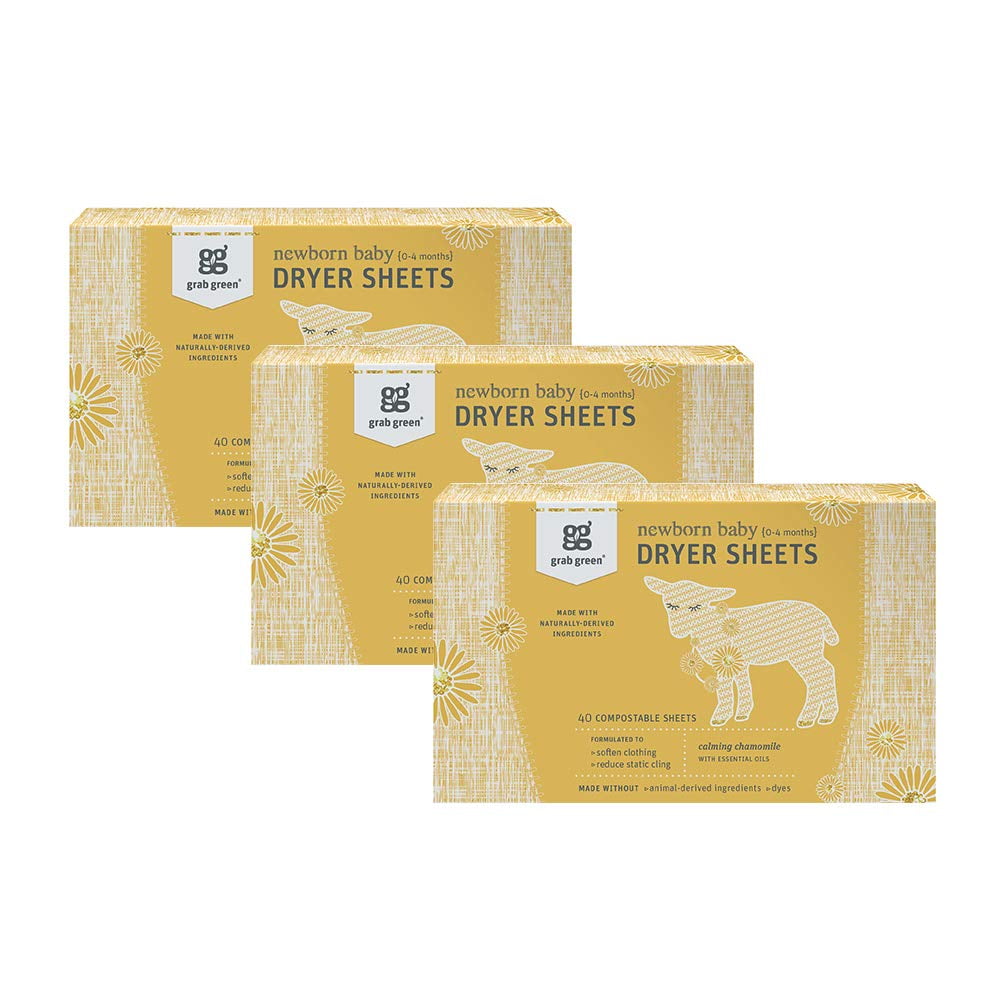 Grab Green Newborn Baby Dryer Sheets, 120 Sheets, Chamomile Scent ...