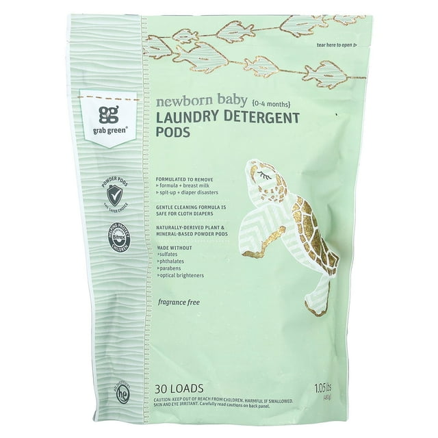 Grab Green Newborn Baby Laundry Detergent Pods, 0-4 Months, Fragrance ...