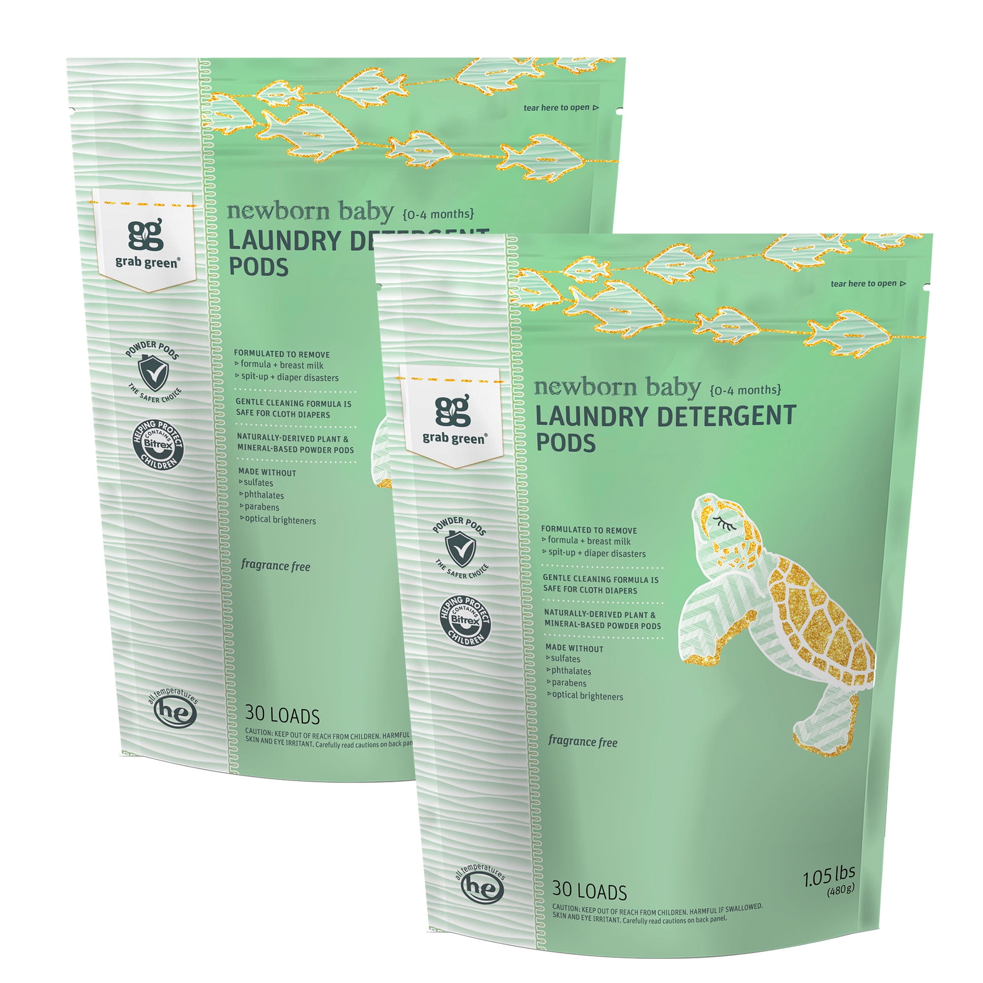 Grab Green Newborn Baby Laundry Detergent Pods - Natural Laundry Powder ...