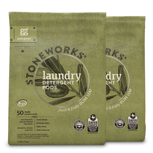 Grab Green Stoneworks Natural, Eco-Friendly Detergent Powder Pods ...