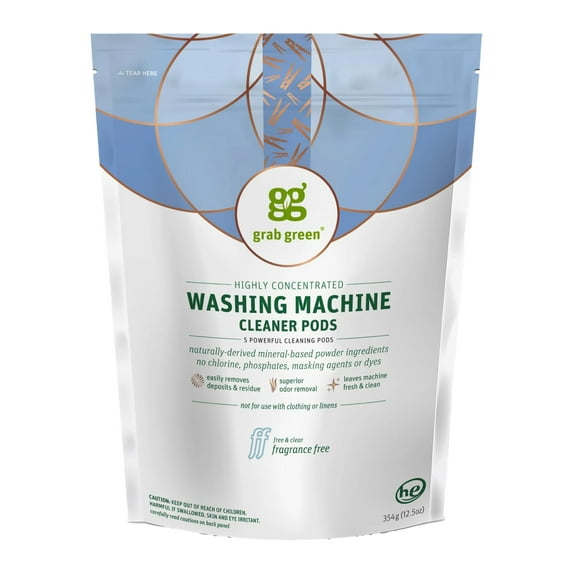 Grab Green Washing Machine Cleaner, 5 Count, Fragrance Free, Mineral ...