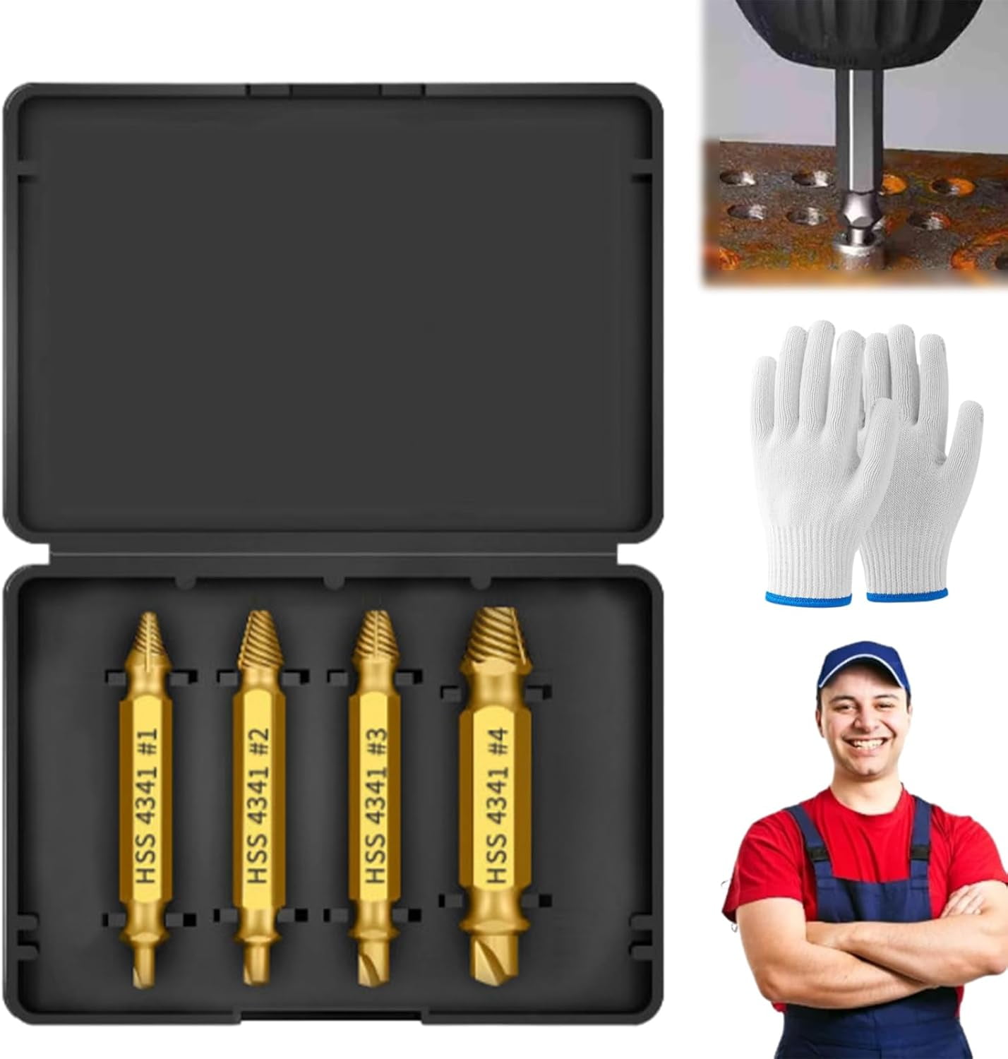 Grab It Pro Screw Extractor Kit, Broken Bolt & Damaged Screw Extractor ...