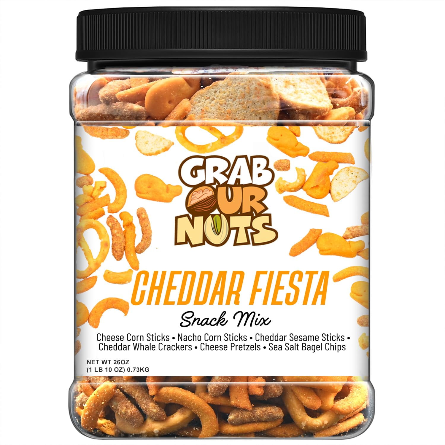 Grab Our Nuts Cheddar Fiesta Snack Mix 26 Ounce Jar: Nacho Corn Sticks ...