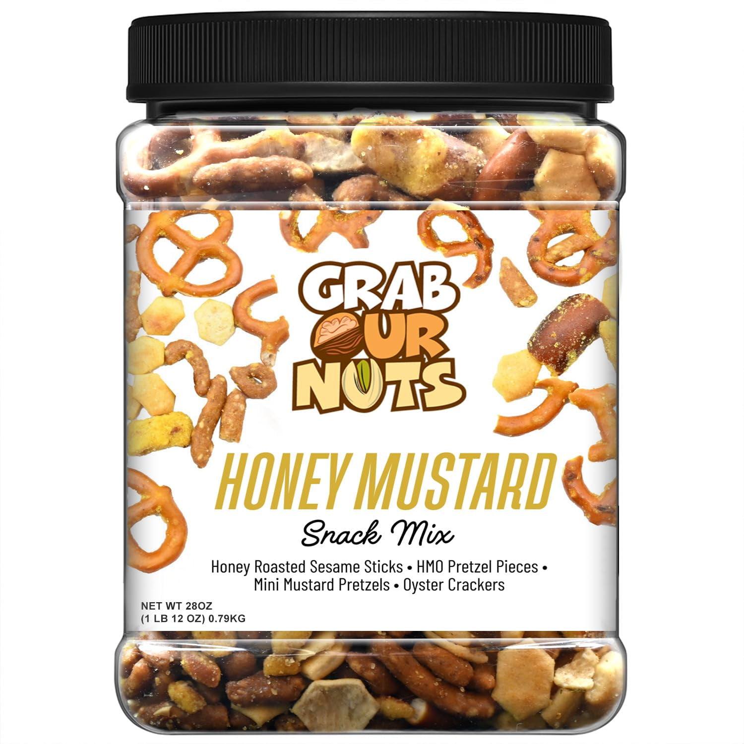 Grab Our Nuts Honey Mustard Snack Mix 28 Ounce Jar: Honey Roasted ...