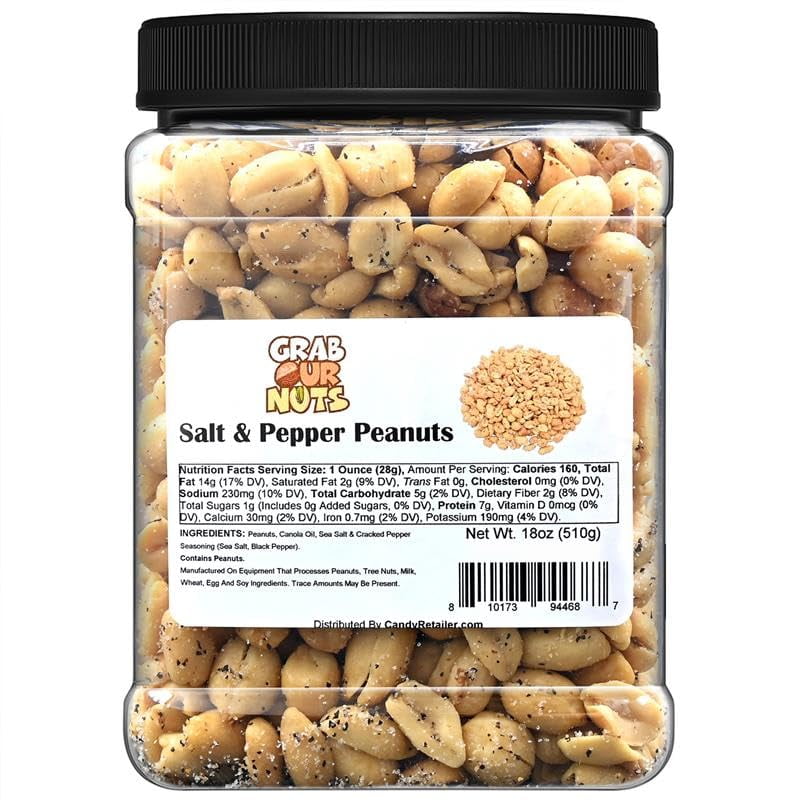 Grab Our Nuts Salt and Pepper Flavored Roasted Peanuts - High Protein ...