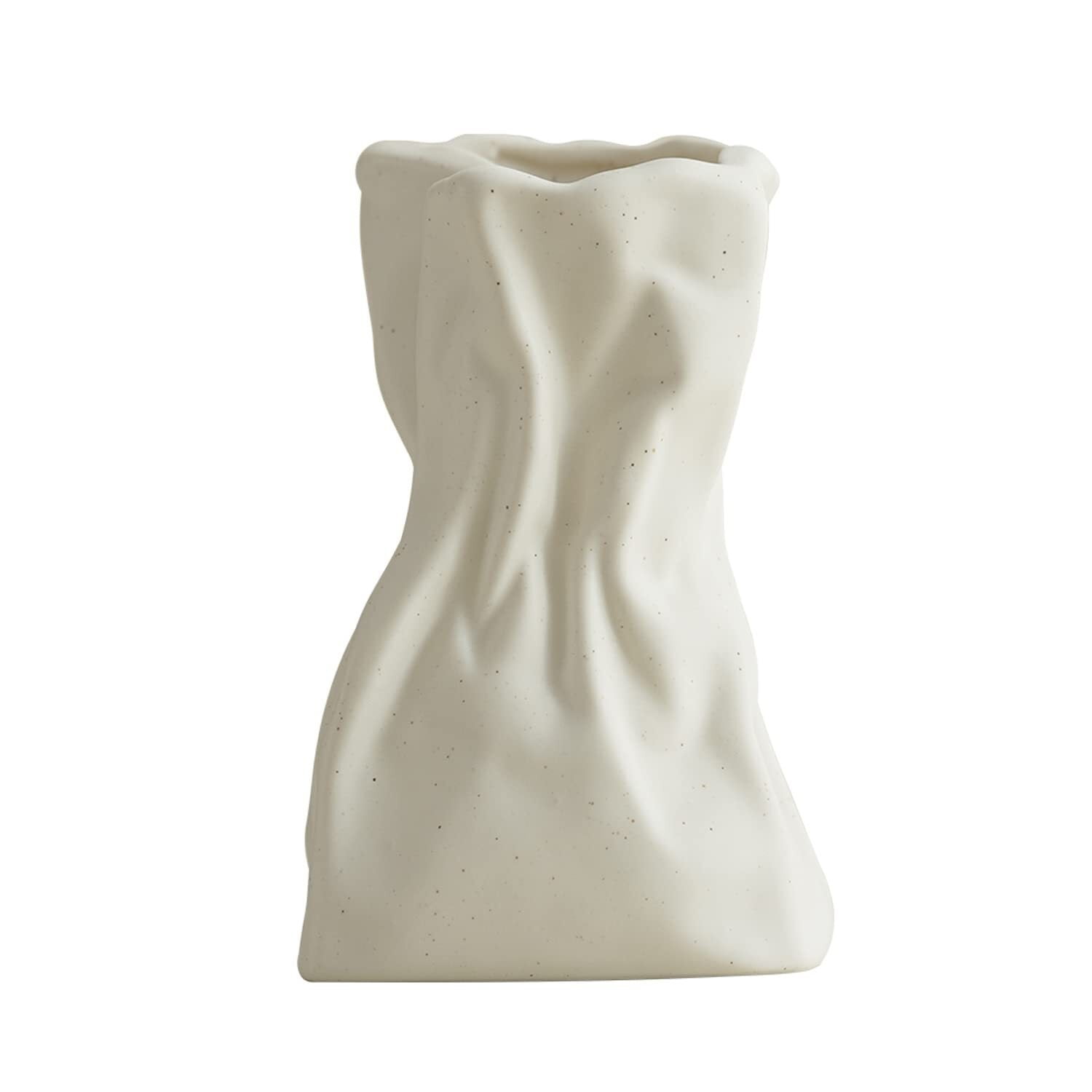 Grab Paper Bag Ceramic Vase, Crinkle Paper Bag Design for Flower ...