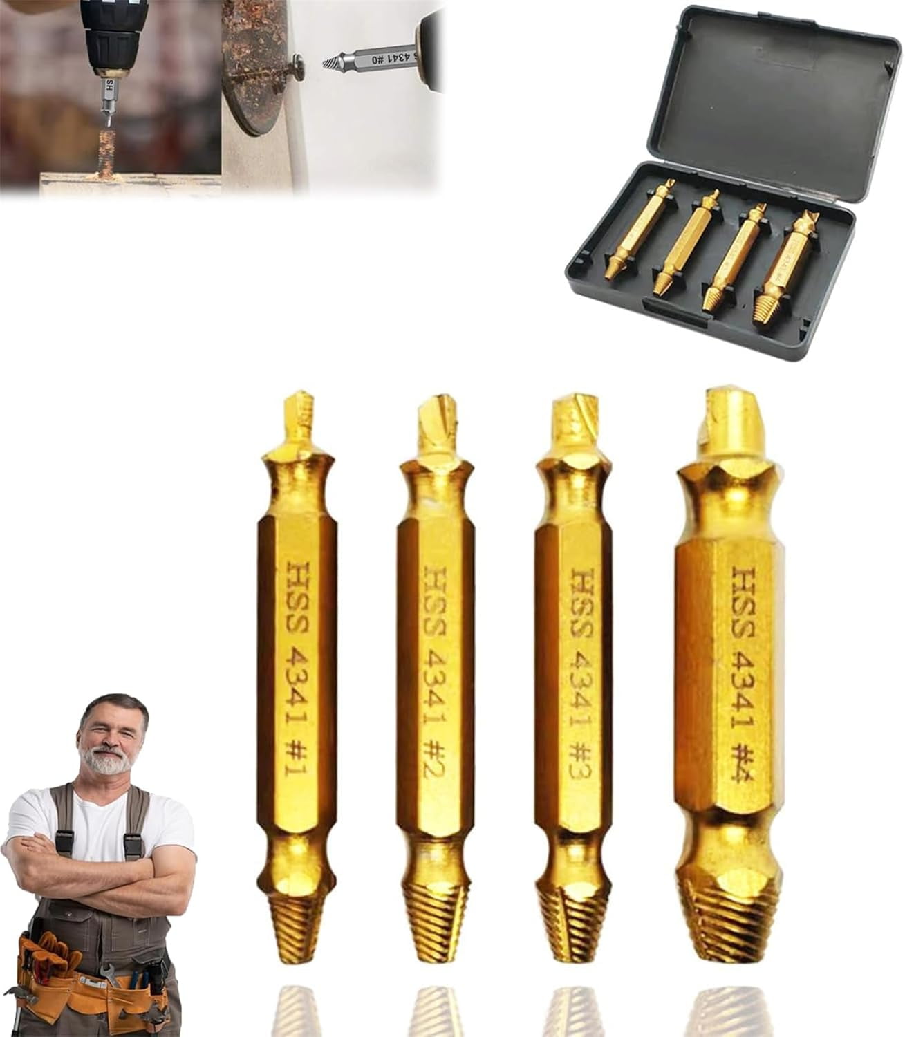 Grab It Pro Screw Extractor Kit Set, Damaged Screw Extractor Set ...
