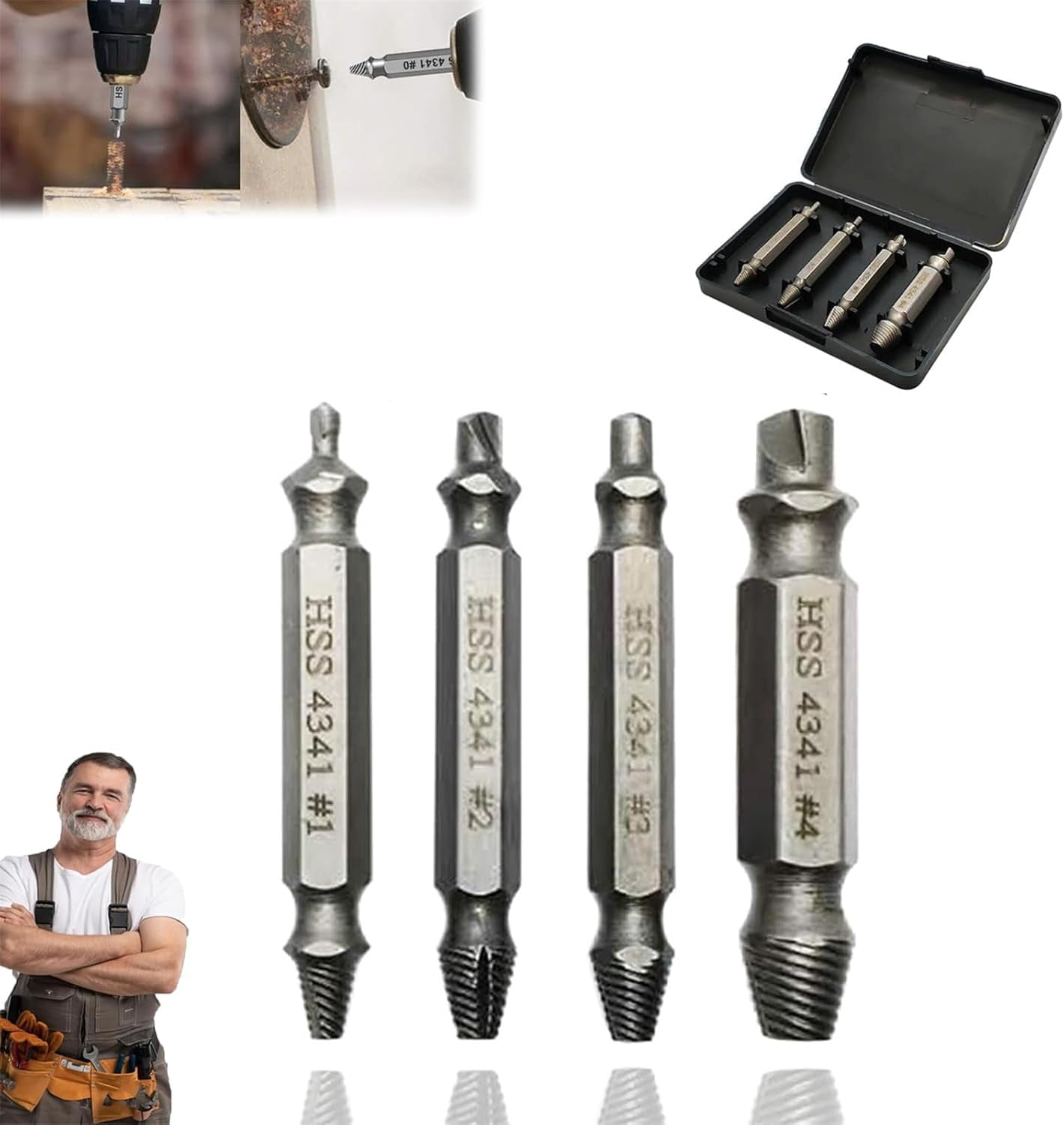 Grab It Pro Screw Extractor Kit Set, Damaged Screw Extractor Set ...