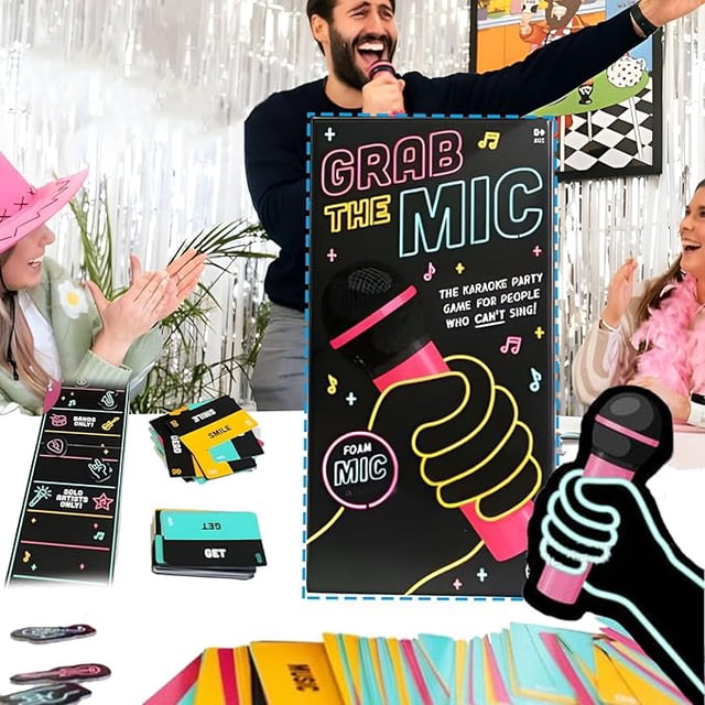 Grab The Mic Party Game Exciting Grab The Mic Game Karaoke Game Night ...