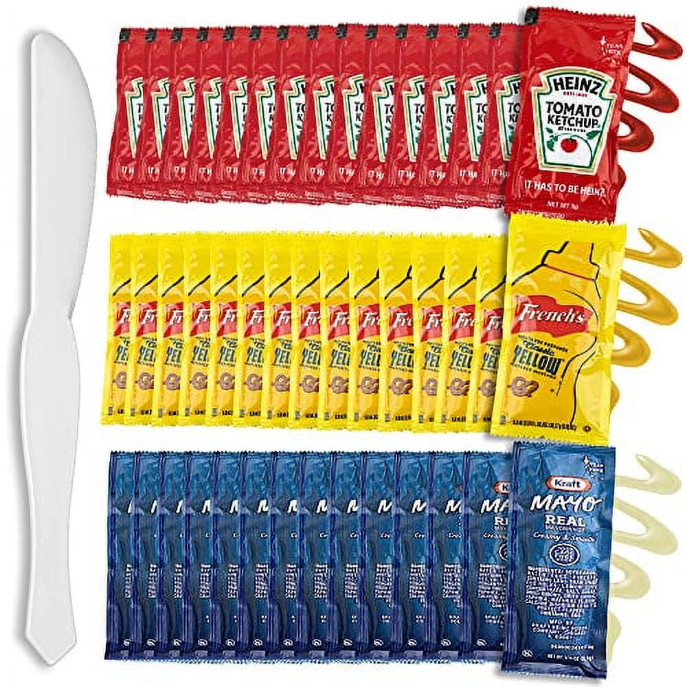 Grab-n-Go Condiment Packs with Spreader - 25 Single Serve Pouches of ...