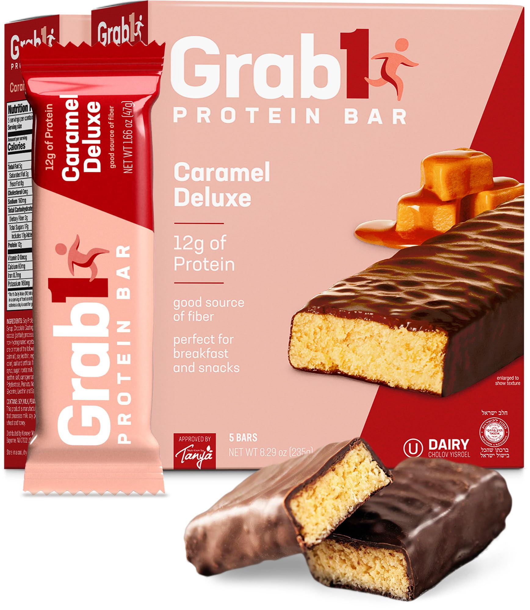 Grab1 12gr Protein Bars, Caramel Deluxe Protein Bar (2 Pack - 10 Bars ...