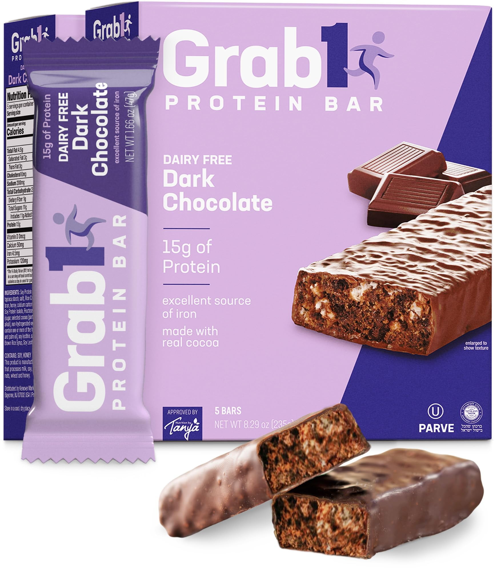 Grab1 Dairy Free Protein SBF3 Bars Coated in Rich (2 Pack - 10 Bars ...