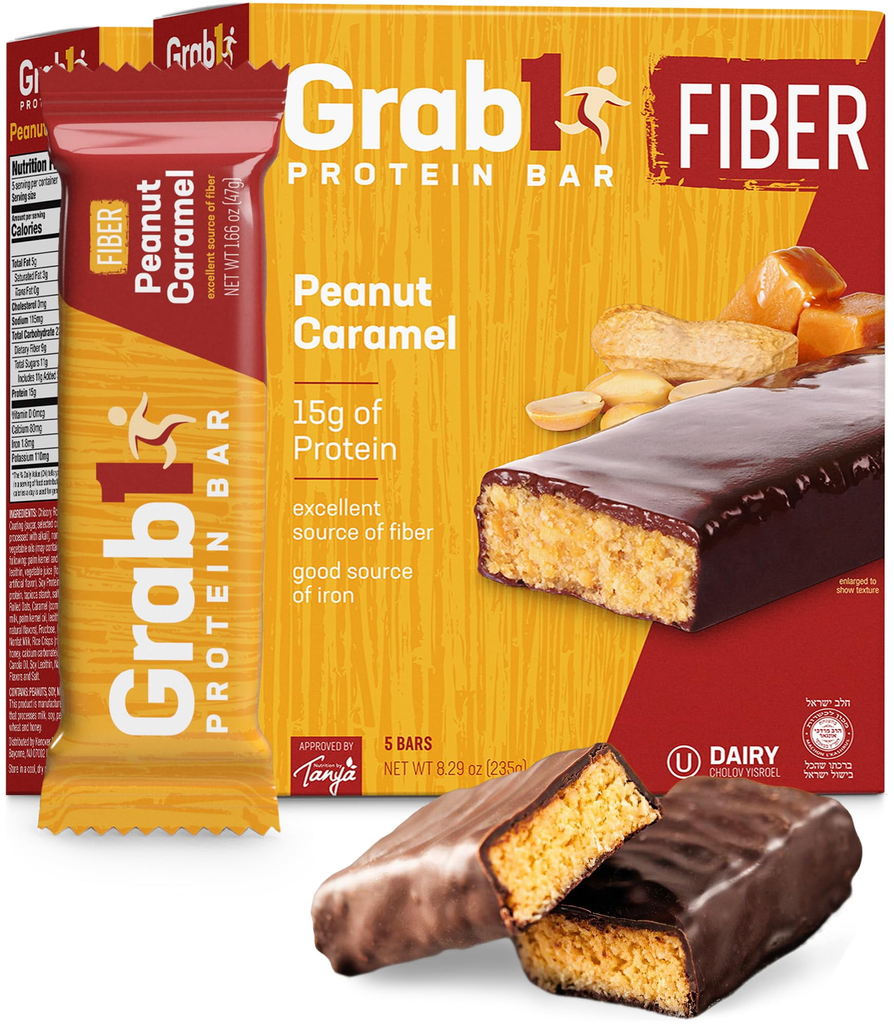 Grab1 High Fiber Protein Bars HYZ01 | 9 Protein | Peanut Caramel Flavor ...