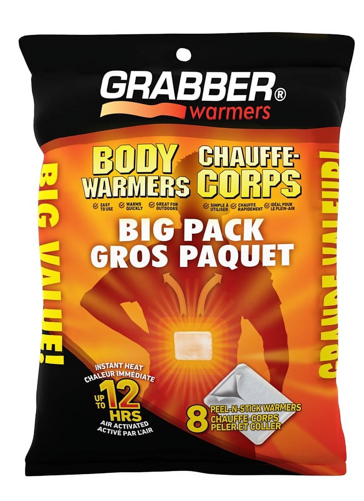 Grabber Adhesive Body Warmer - 8 Pack - Walmart.com