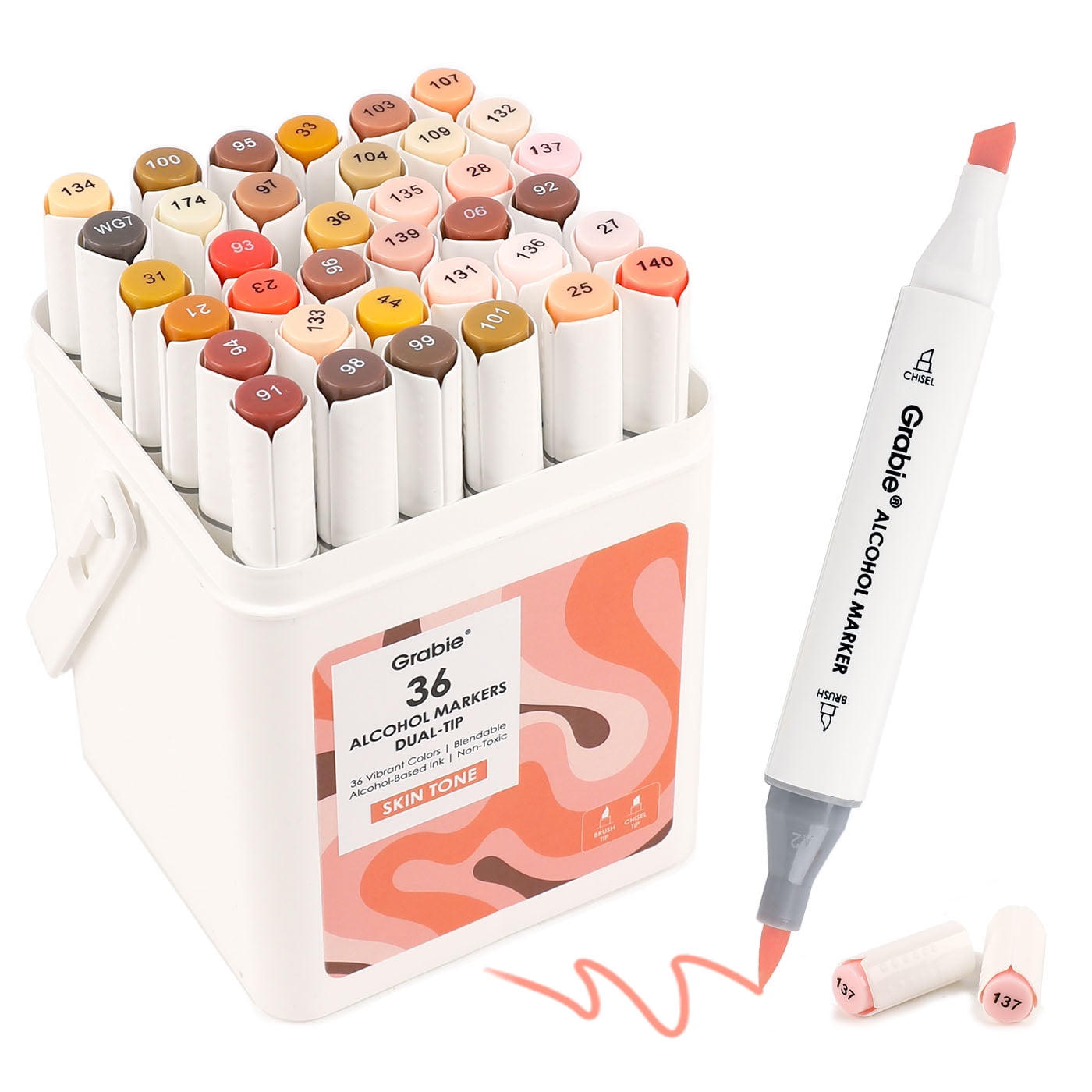 Grabie 36 Colors Dual Tip Skin Tone&Hair Alcohol Markers, Chisel ...
