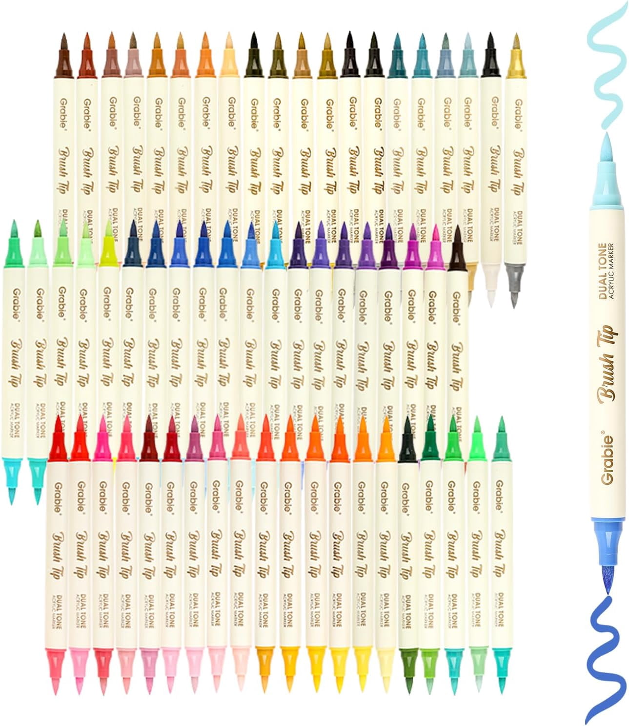 Grabie 72 Colors Acrylic Paint Markers, Soft Brush Tip Acrylic Markers ...