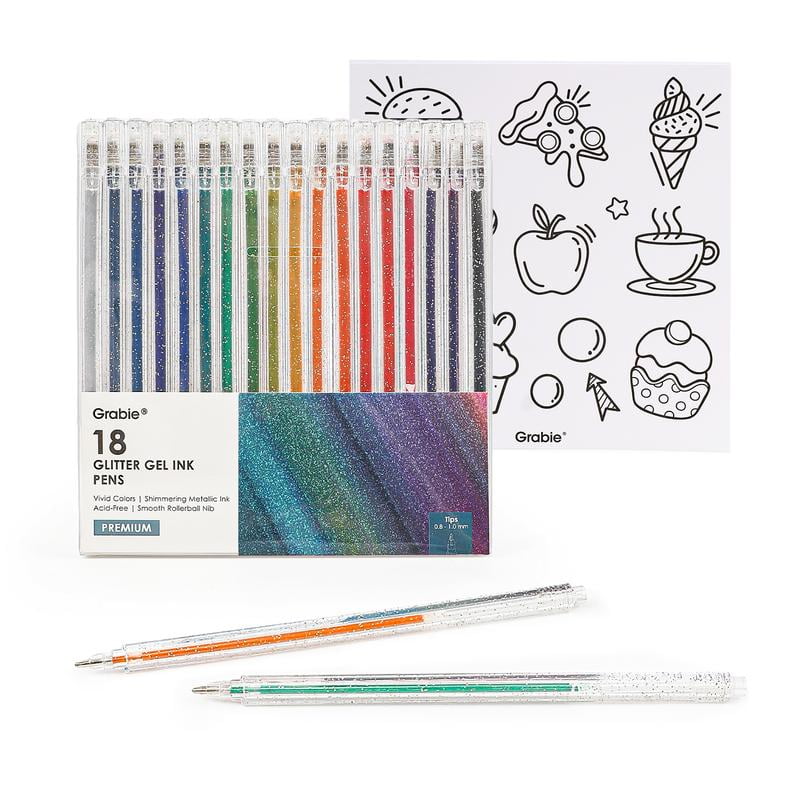 Grabie Dual Tone Iridescent Glitter Gel Ink Pens - 12/18 Vibrant Colors ...