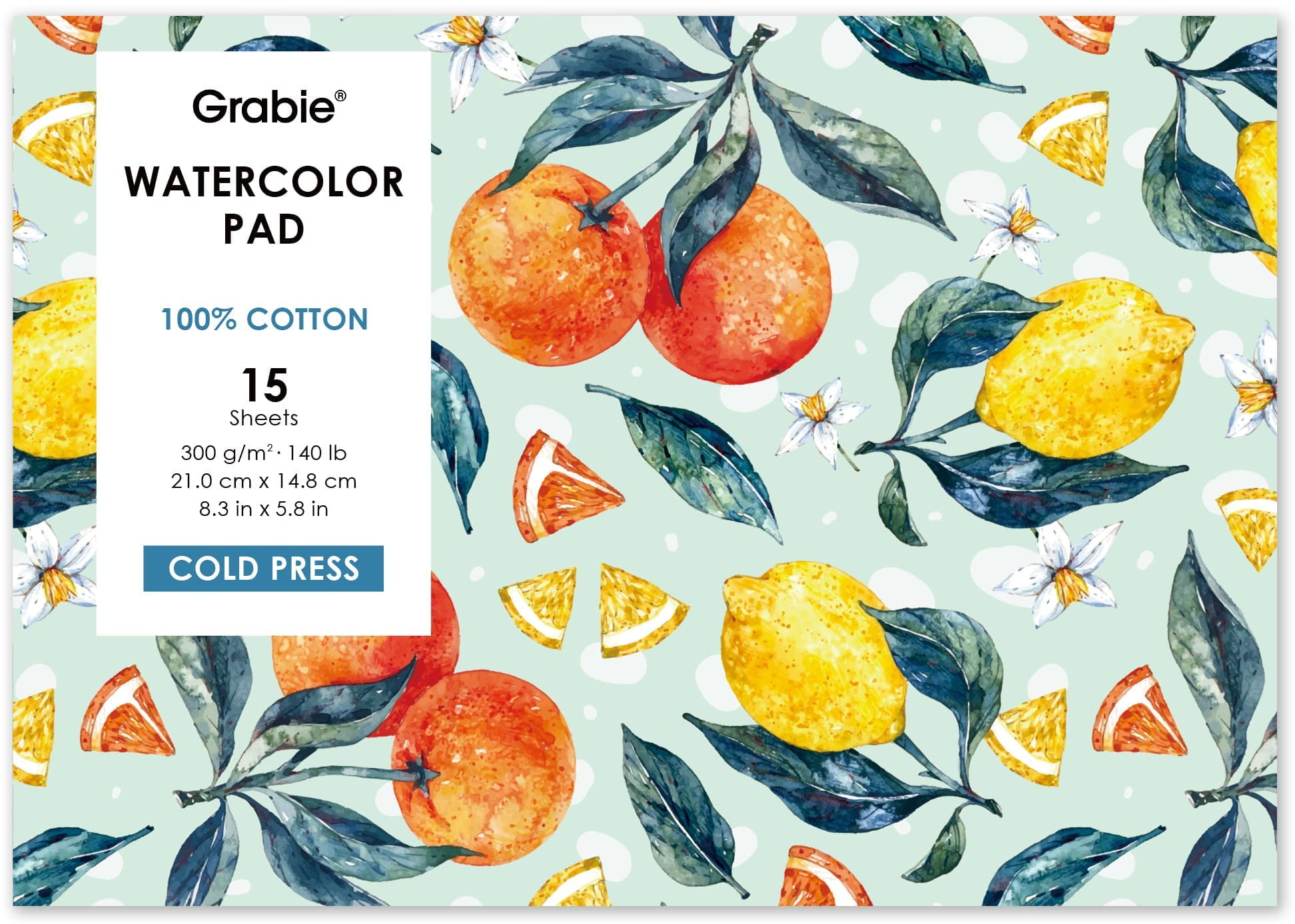 Grabie Watercolor Paper Pad, 100% Cotton Pulp, 15 Sheets, A5 (8.3 x 5.8 ...