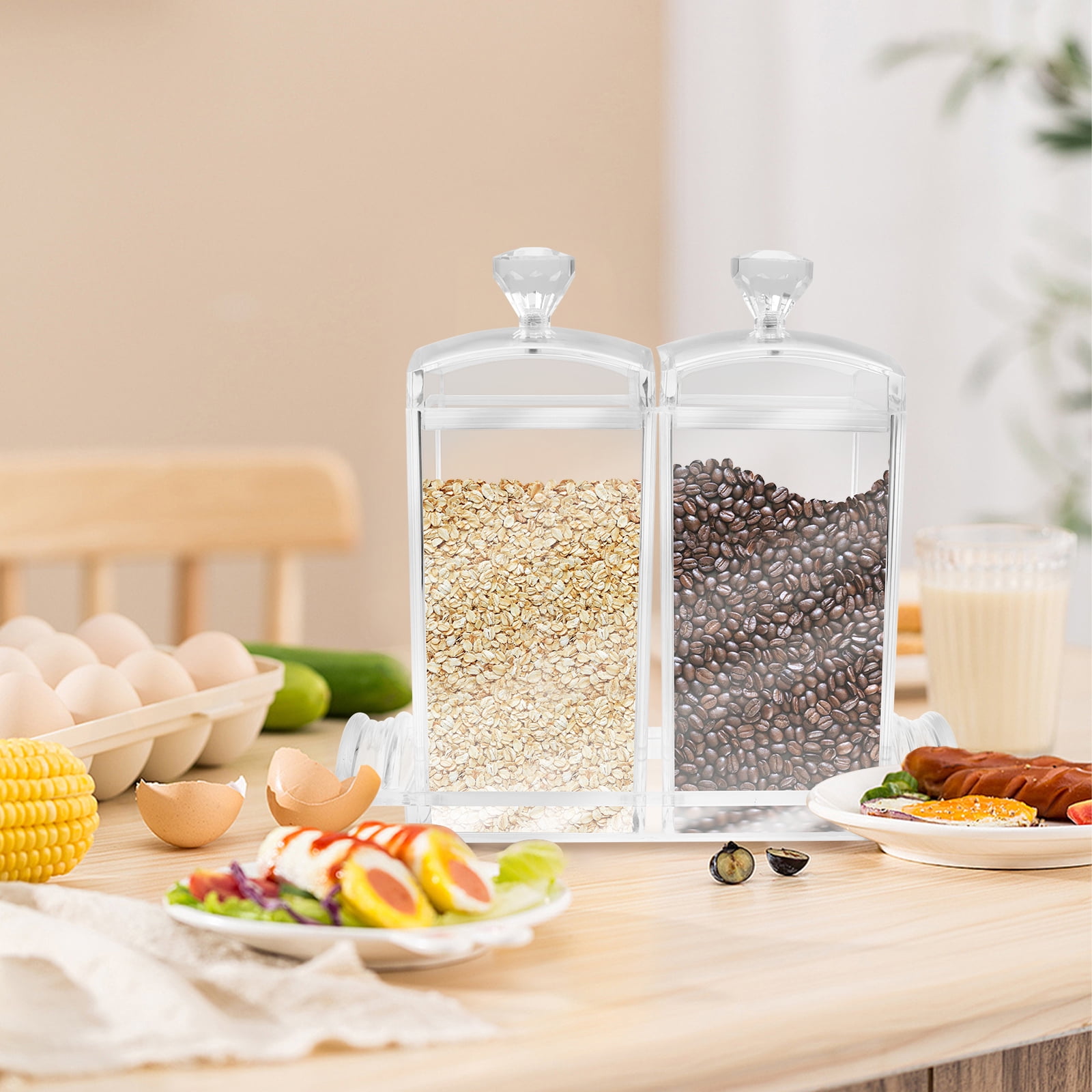 Grace 2pcs Candy Jar with Lid and Tray Unbreakable Clear Cookie Jar ...